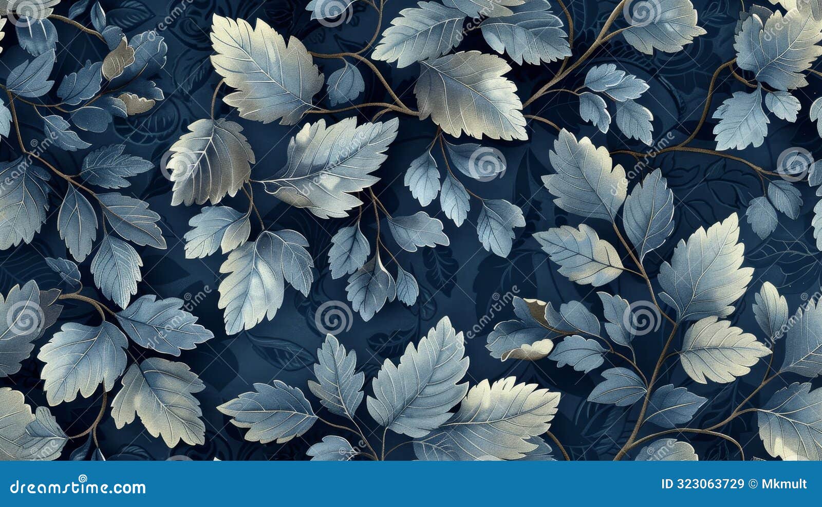 Ornate Blue Floral Wallpaper Stock Image - Image of elegant, interior ...