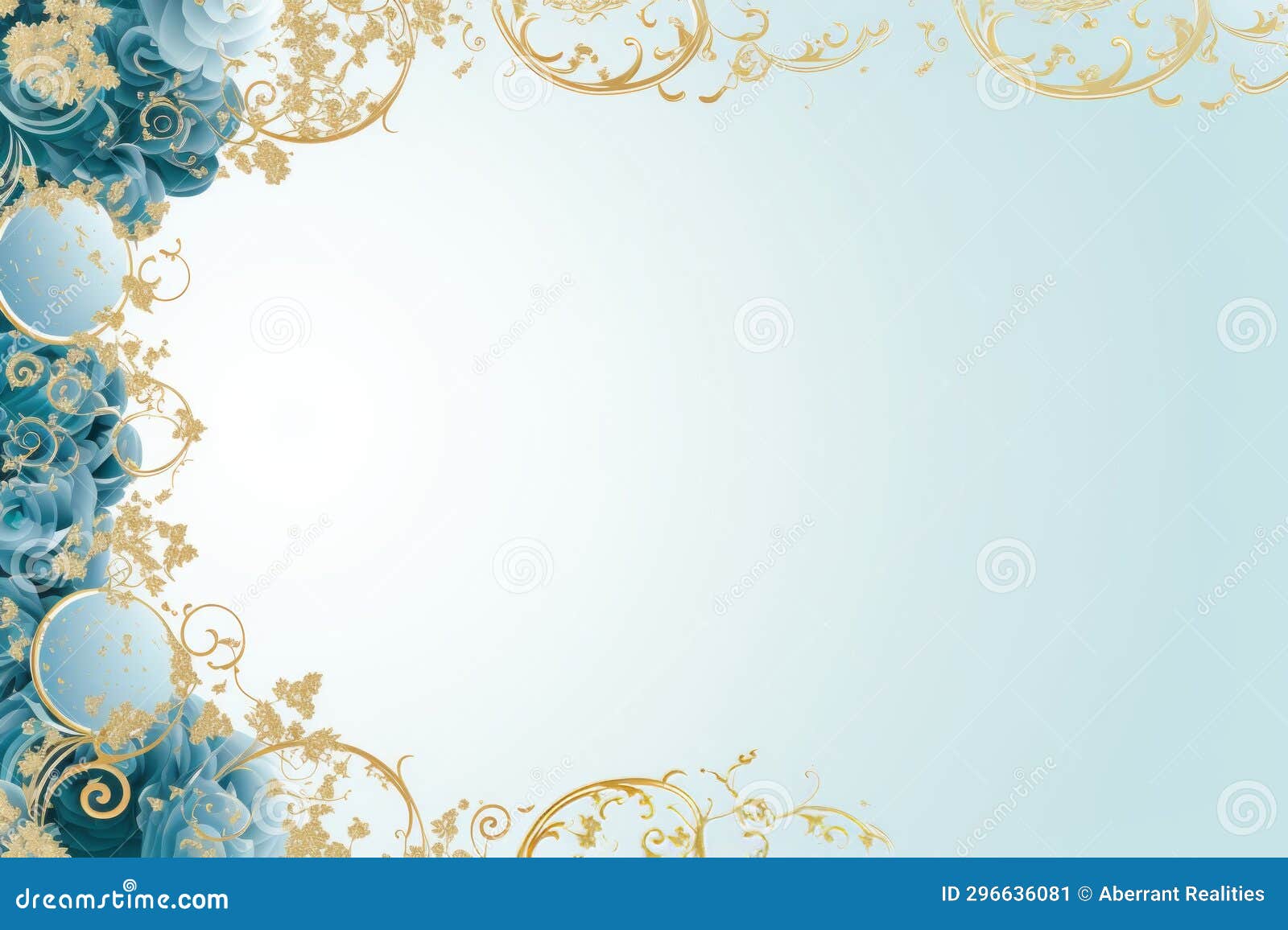 An Ornate Blue and Gold Floral Frame with a Gold Border Stock ...
