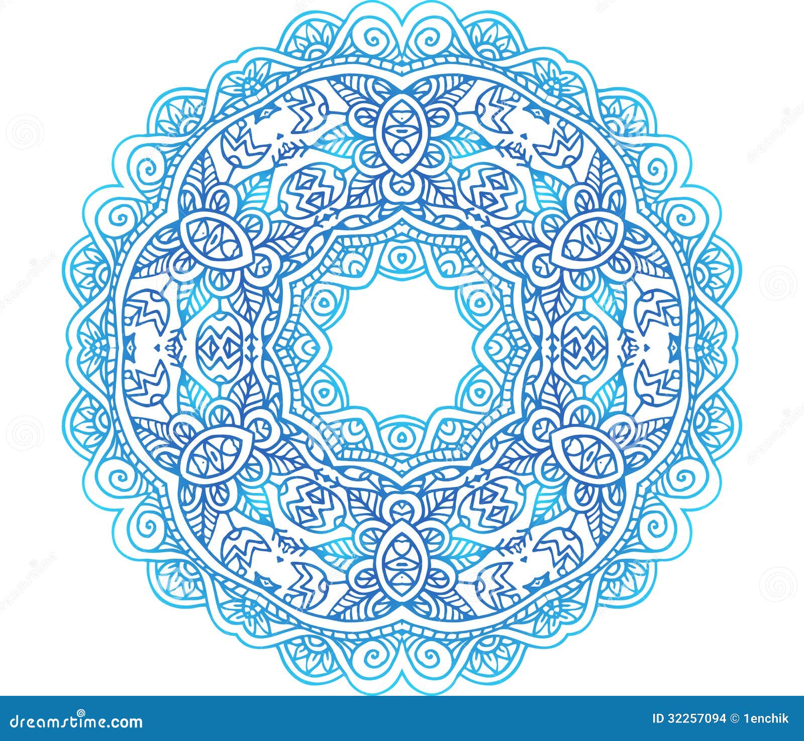Ornate Blue Lacy Vector Circle Pattern Stock Vector - Illustration of ...