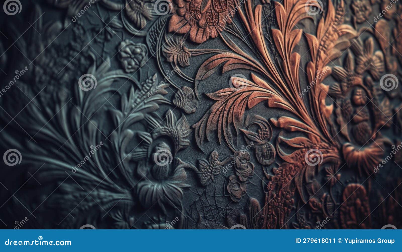 Ornate Brocade Design on Dark Silk Exudes Modern Elegance Generated by ...