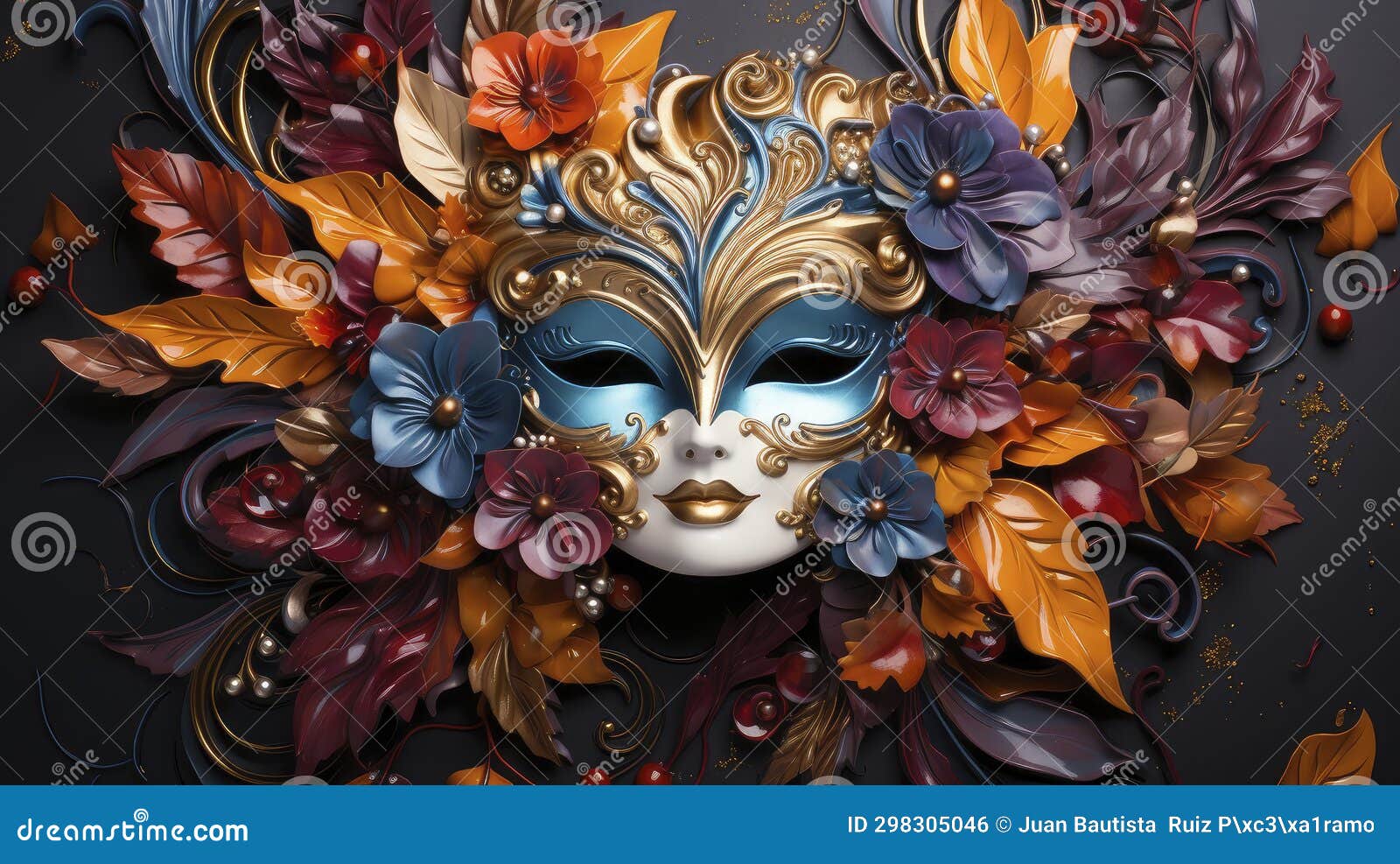 Ornate Carnival Mask with Elaborate Floral Patterns. Stock Photo ...