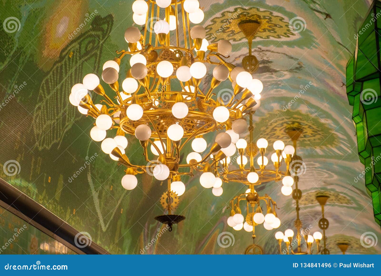 Ornate Ceiling in Old Shopping Arcade Stock Photo - Image of ceiling ...