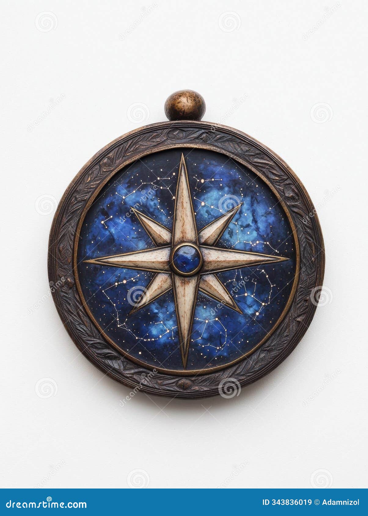 Ornate Celestial Compass with Starry Night Sky Stock Illustration ...