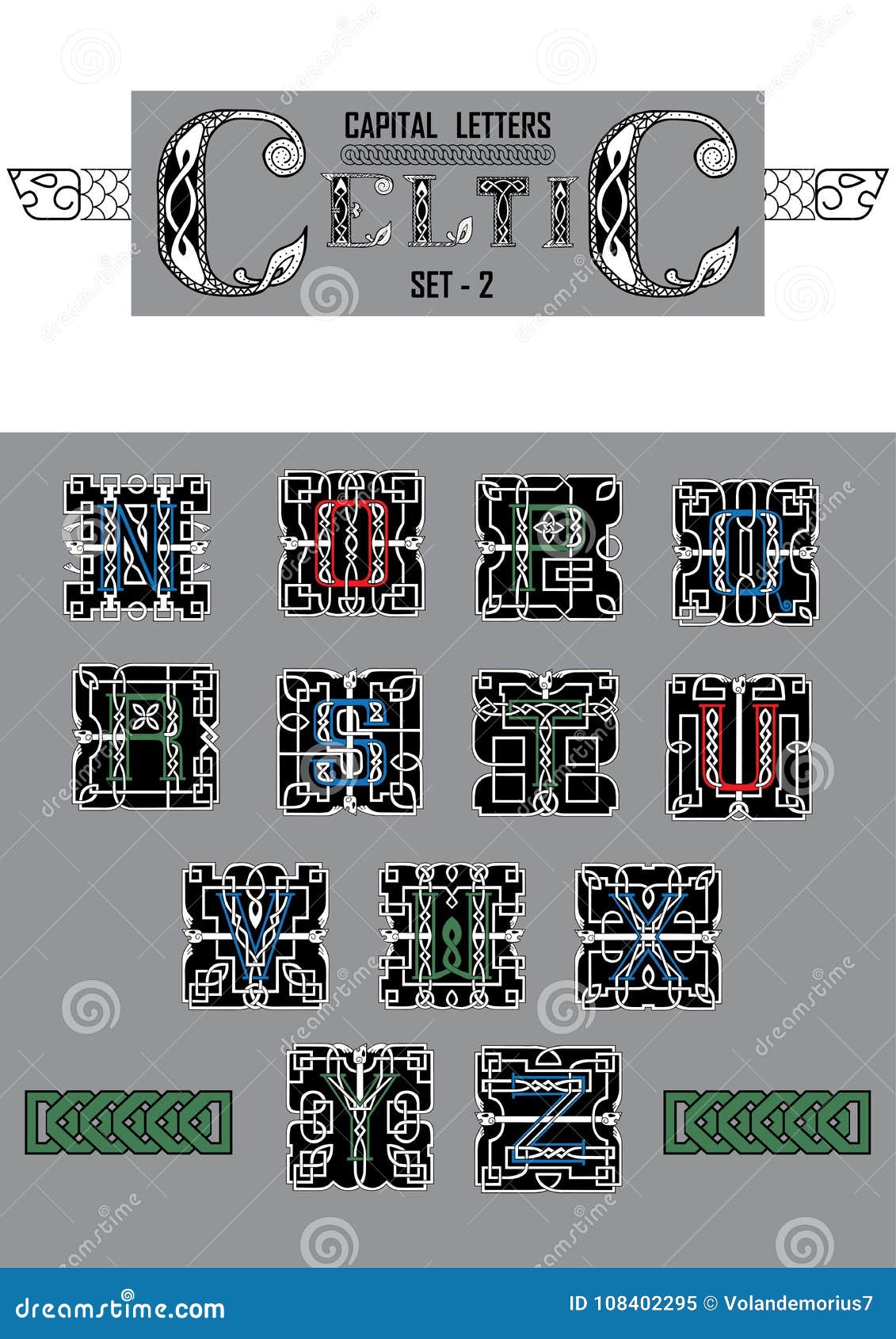 Set of Celtic Capital Letters Stock Vector - Illustration of irish ...
