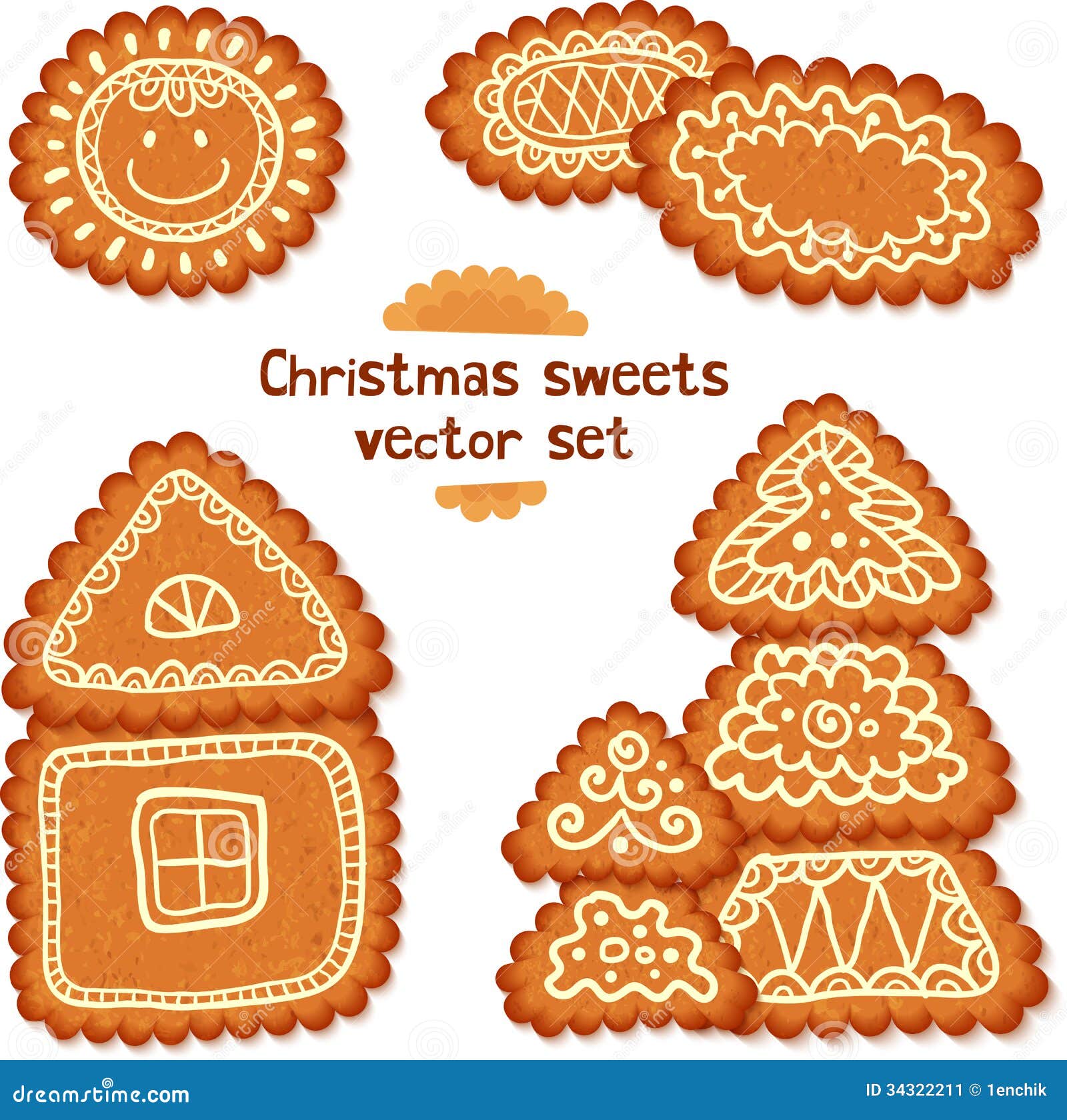 Ornate Christmas Sweets Vector Set Stock Vector - Illustration of ...