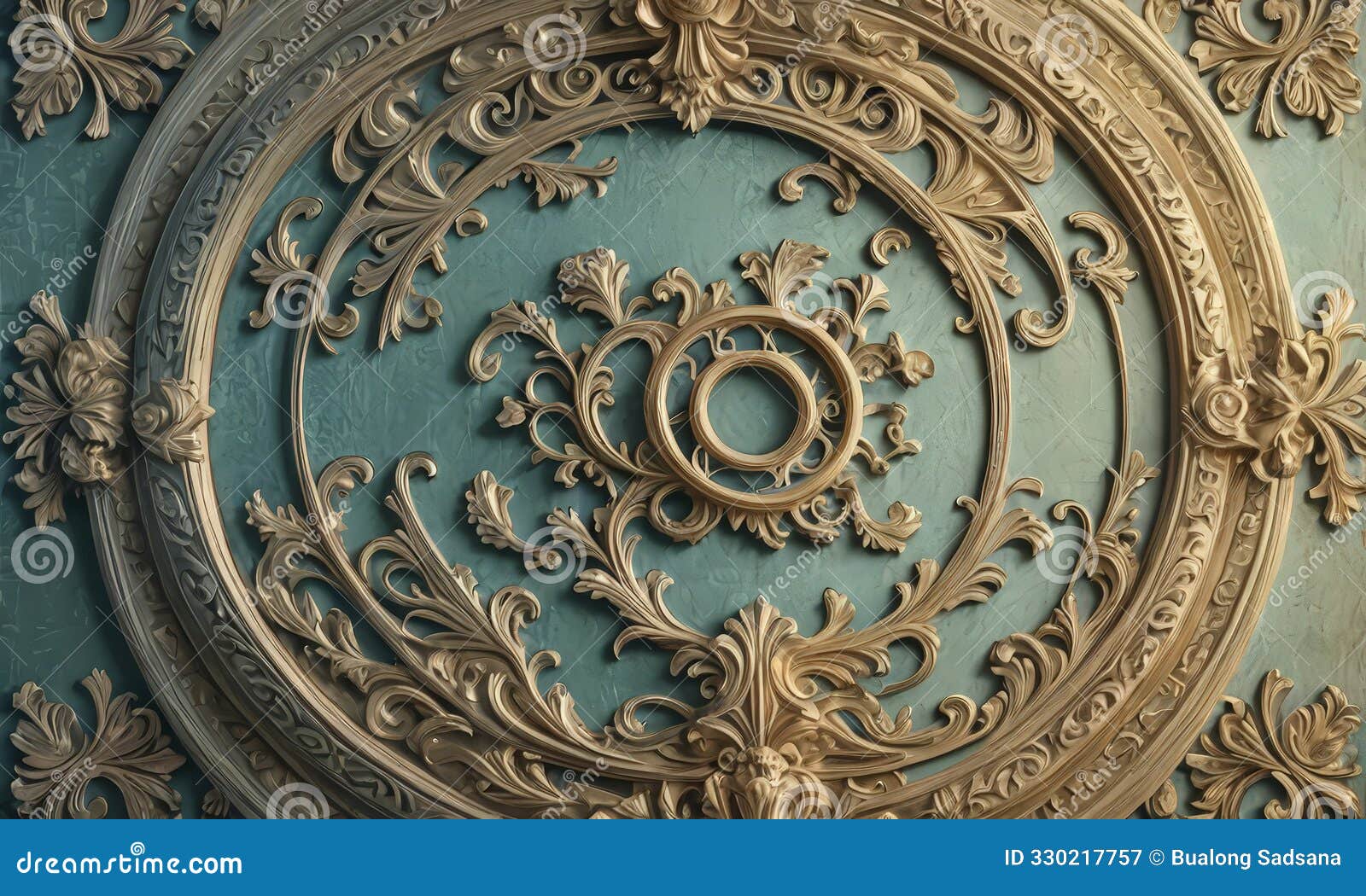 Ornate, Circular Ceiling Design Features Intricate Gold and White ...