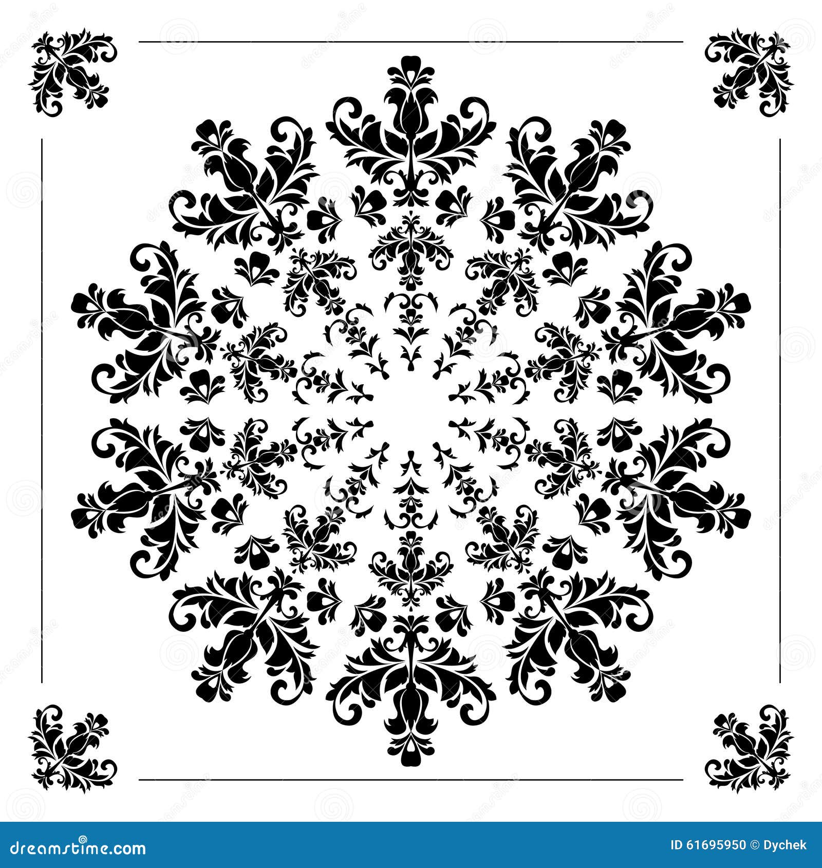 Ornate Circular Pattern in Black Color. Stock Vector - Illustration of ...