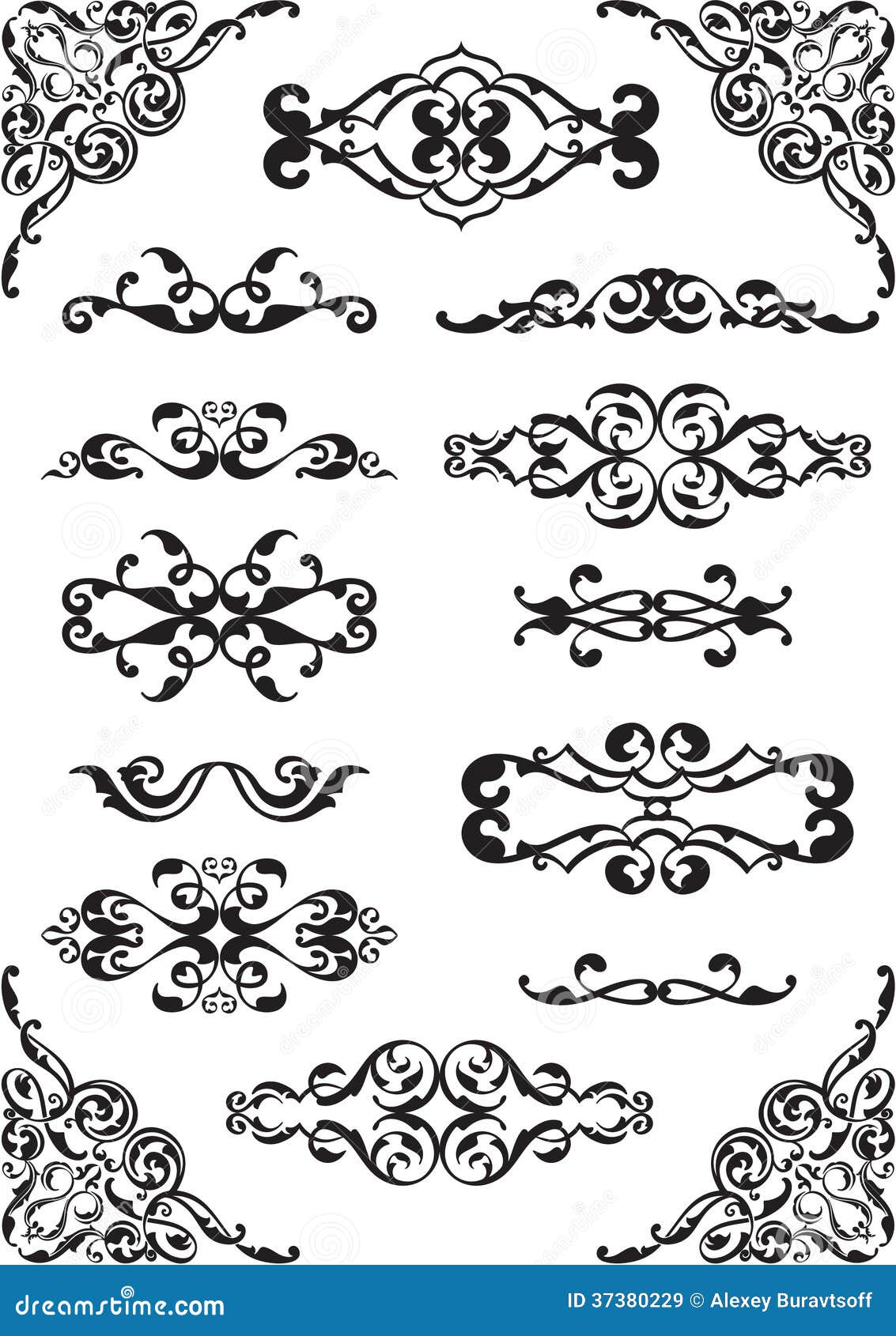 Classical Elements. Set Of Decorative Monograms And Border. Cartoon ...