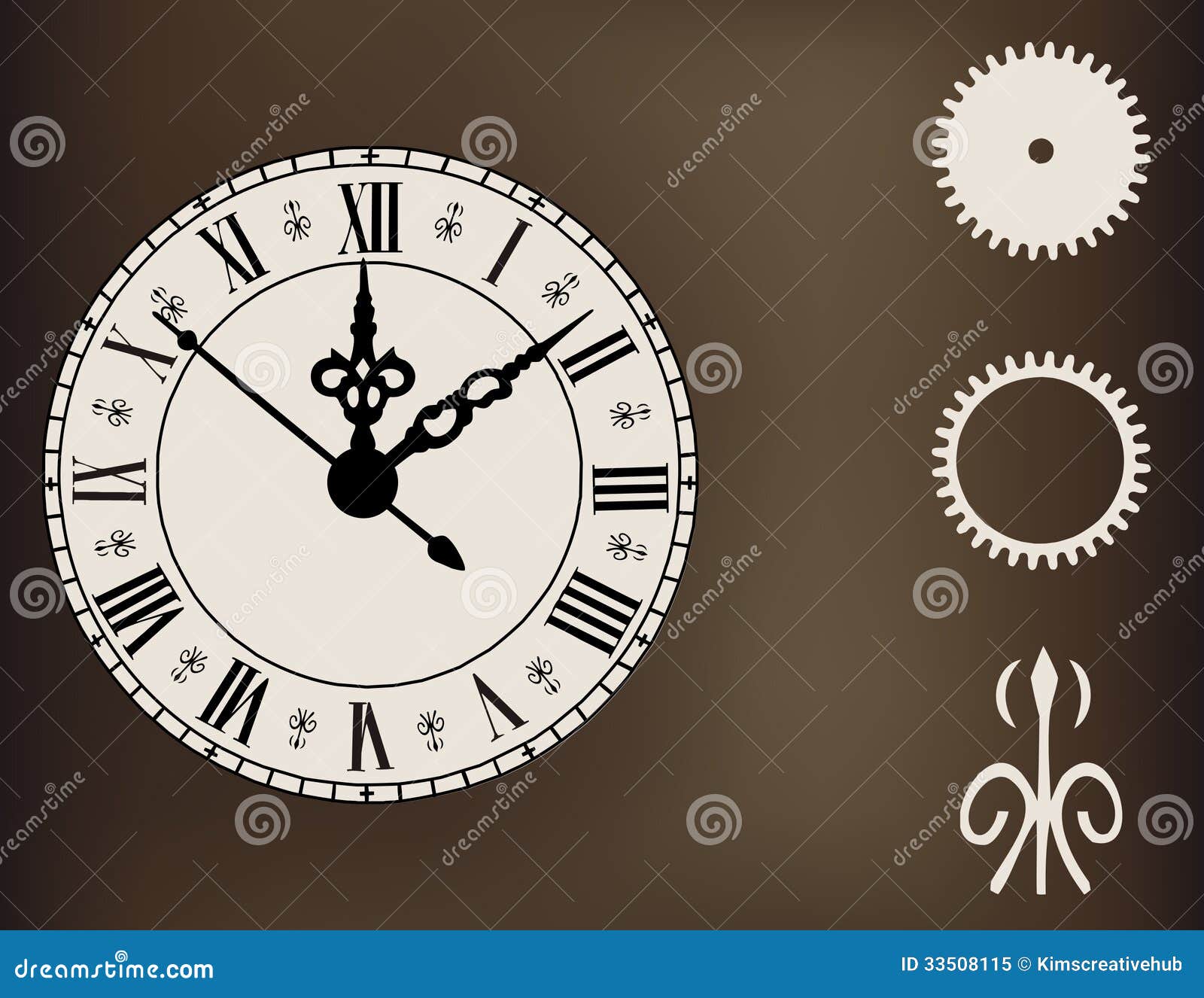 Ornate Clock with Design Element Gears Stock Vector - Illustration of ...