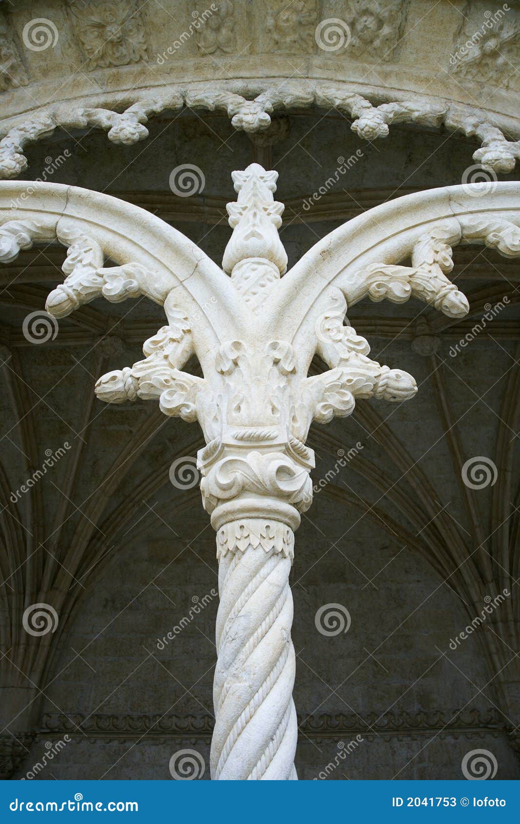 Ornate Column on Monastery in Portugal. Stock Image - Image of colour ...