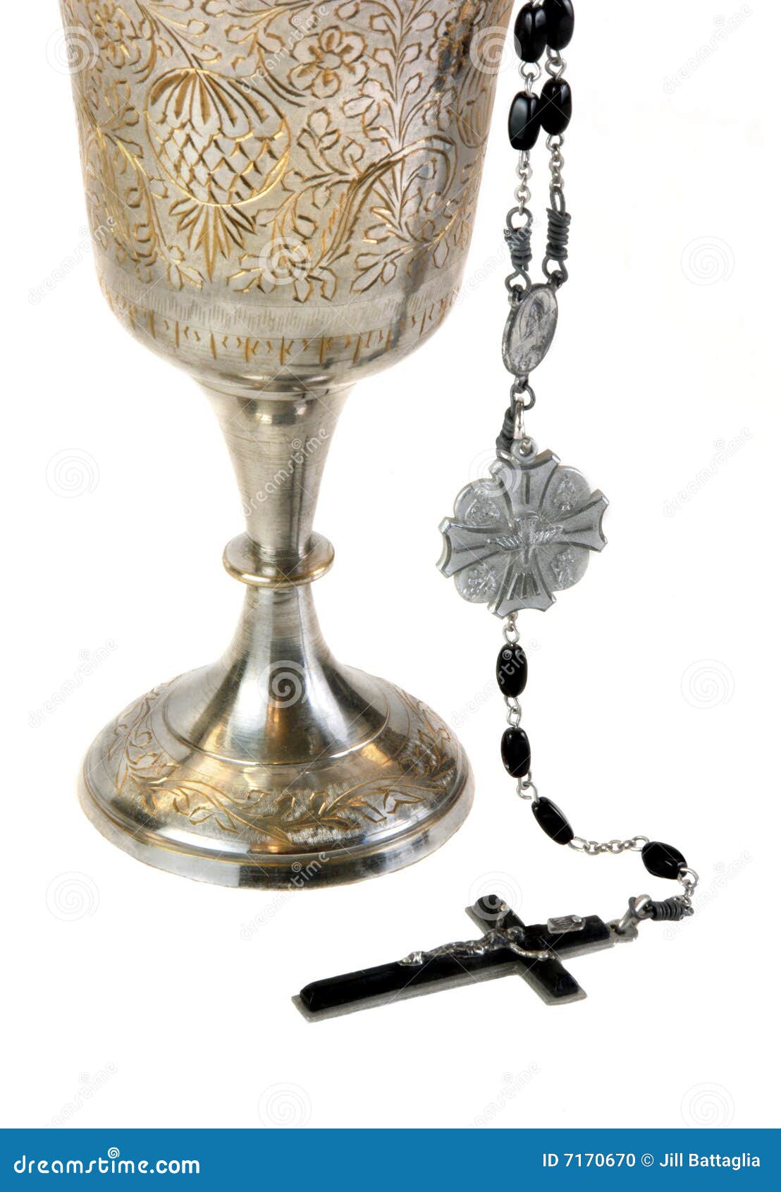 Ornate Communion Chalice and Rosary Stock Photo - Image of religion ...