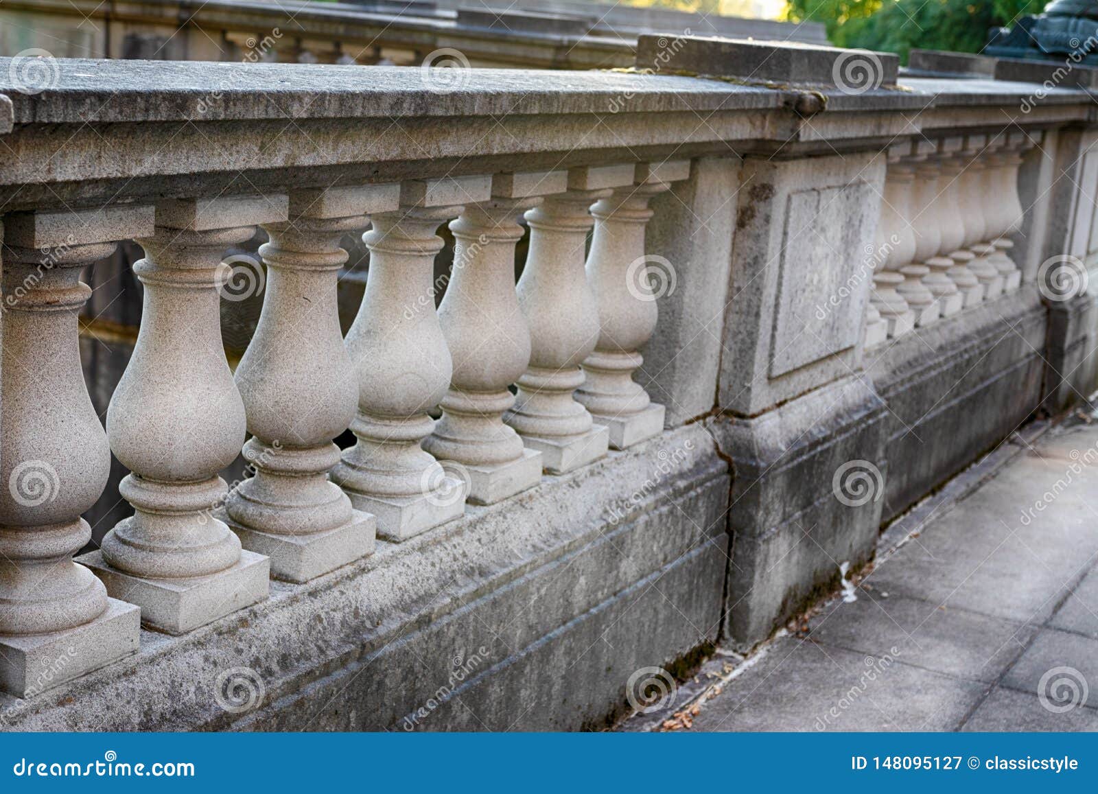 Ornate Concrete Stone Pillar Walkway Wall Stock Image - Image of ...