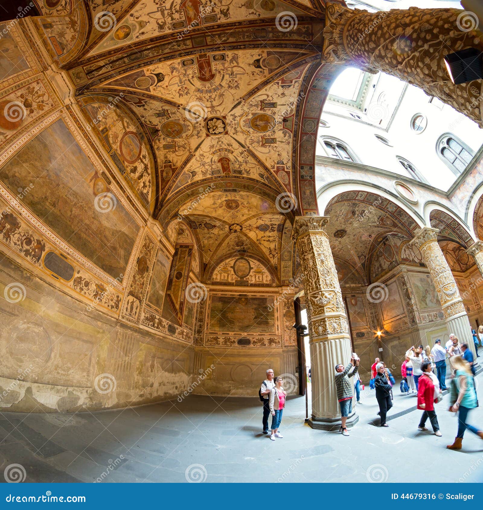 Ornate Courtyard in the Palazzo Vecchio in Florence, Italy Editorial ...