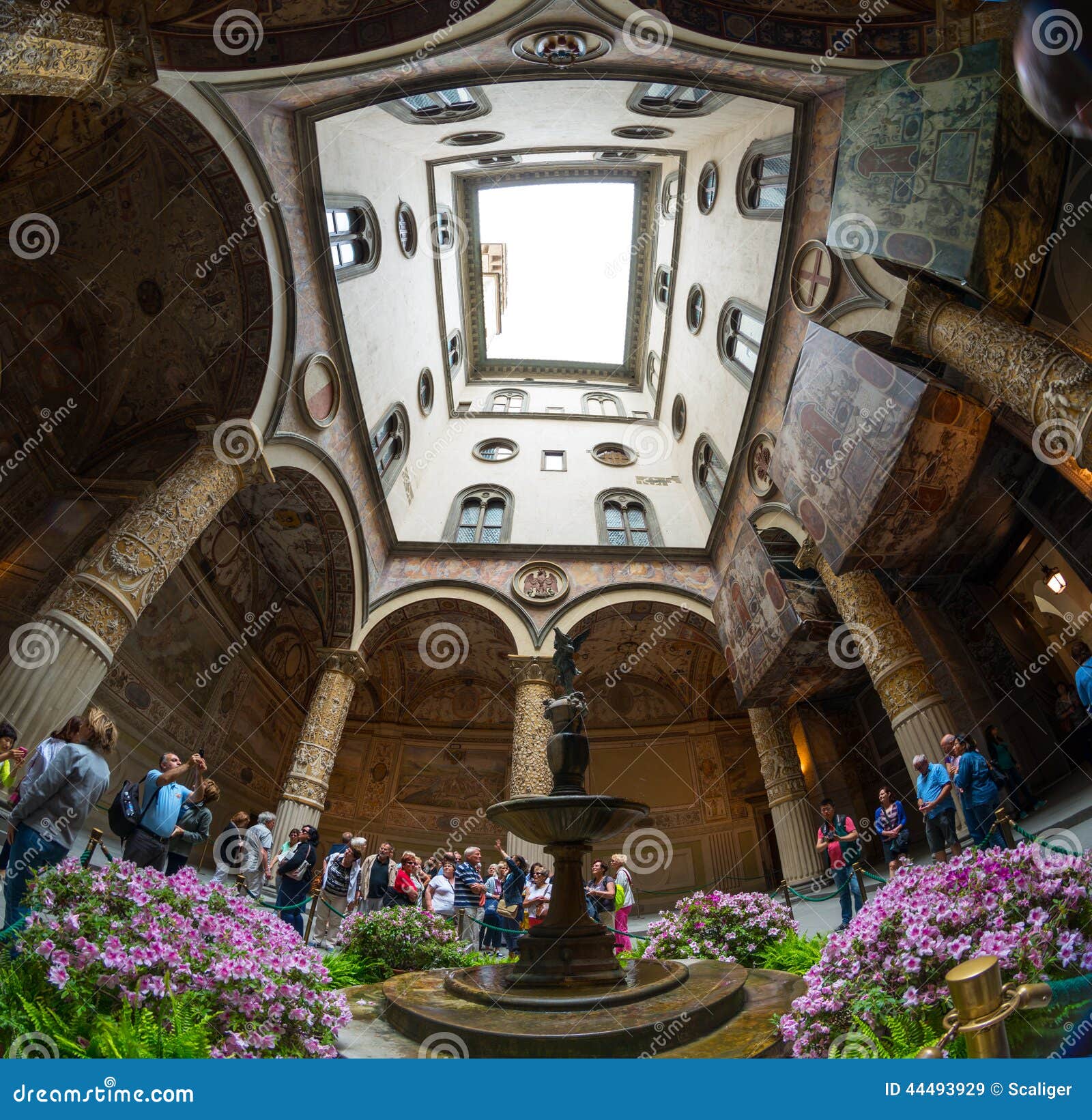 Ornate Courtyard of Renaissance in the Palazzo Vecchio in Florence ...