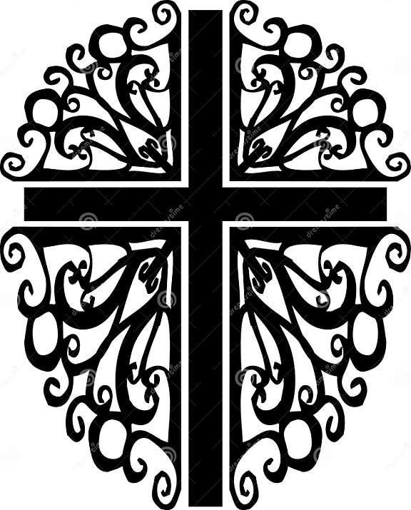 Ornate cross silhouette 2 stock vector. Illustration of christianity ...