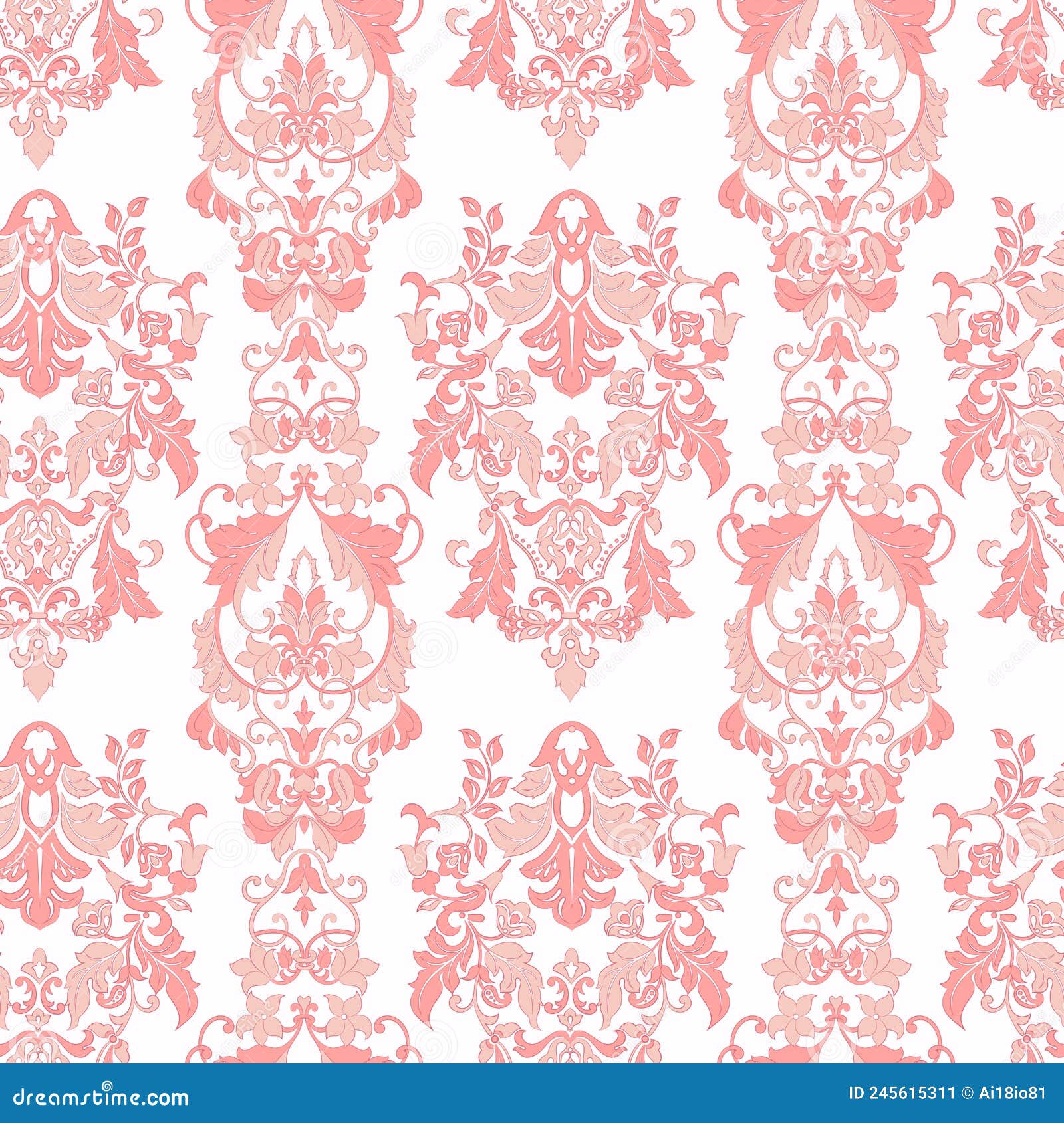 Ornate Damask Background. Vector Vintage Wallpaper Stock Vector - Illustration of pattern ...