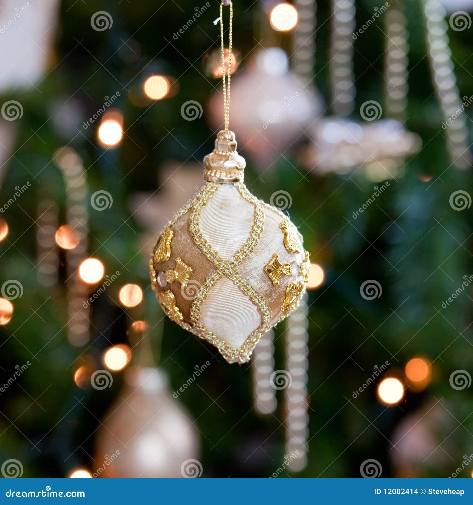 Ornate Decoration in Front of Christmas Tree Stock Photo - Image of ...