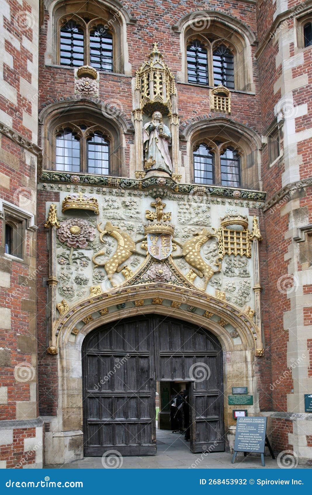 Ornate Decorations Above Entrance Gate of Cambridge University ...