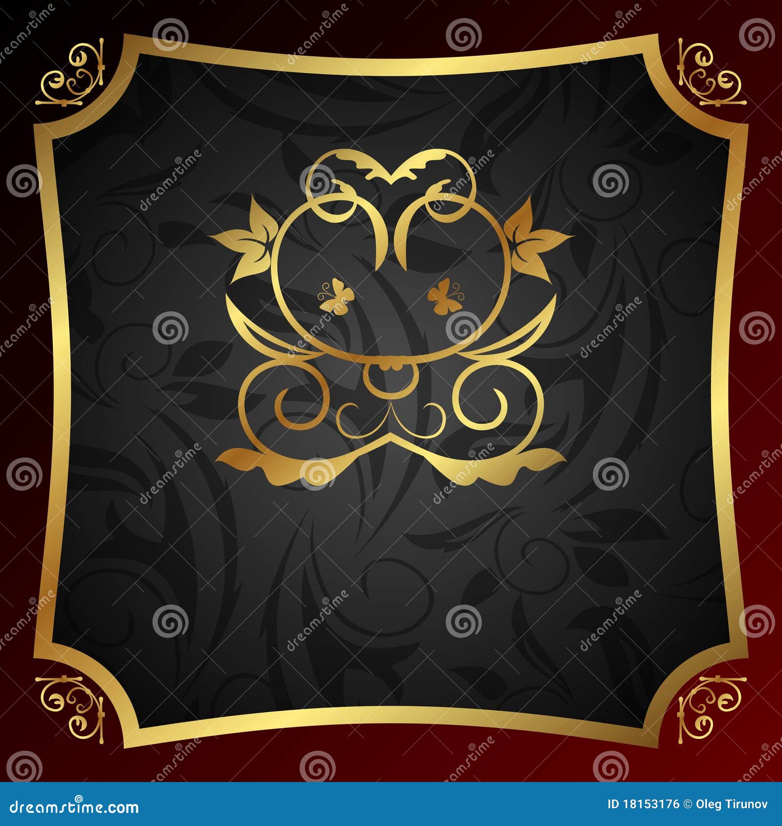 Decorative Golden Frame On Golden Background. Border With Embossed ...