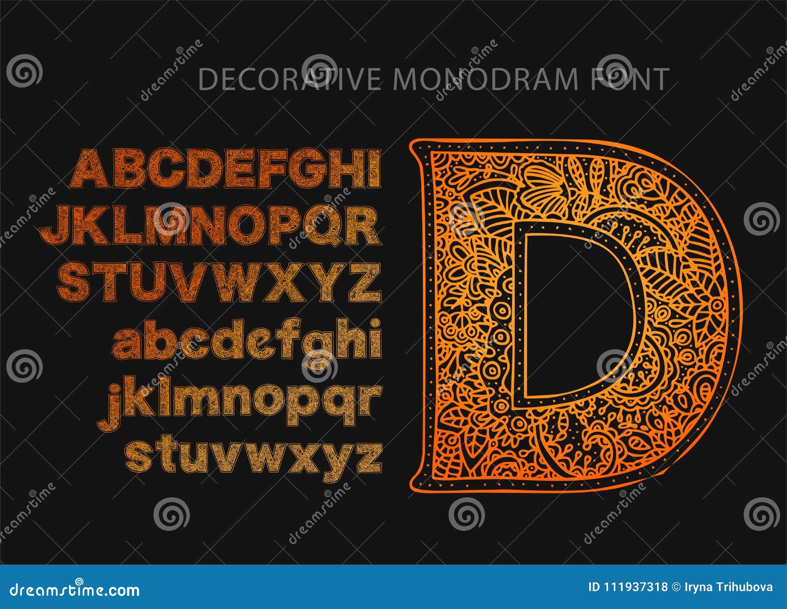 Ornate Decorative Vector Font. Stock Vector - Illustration of ornament ...