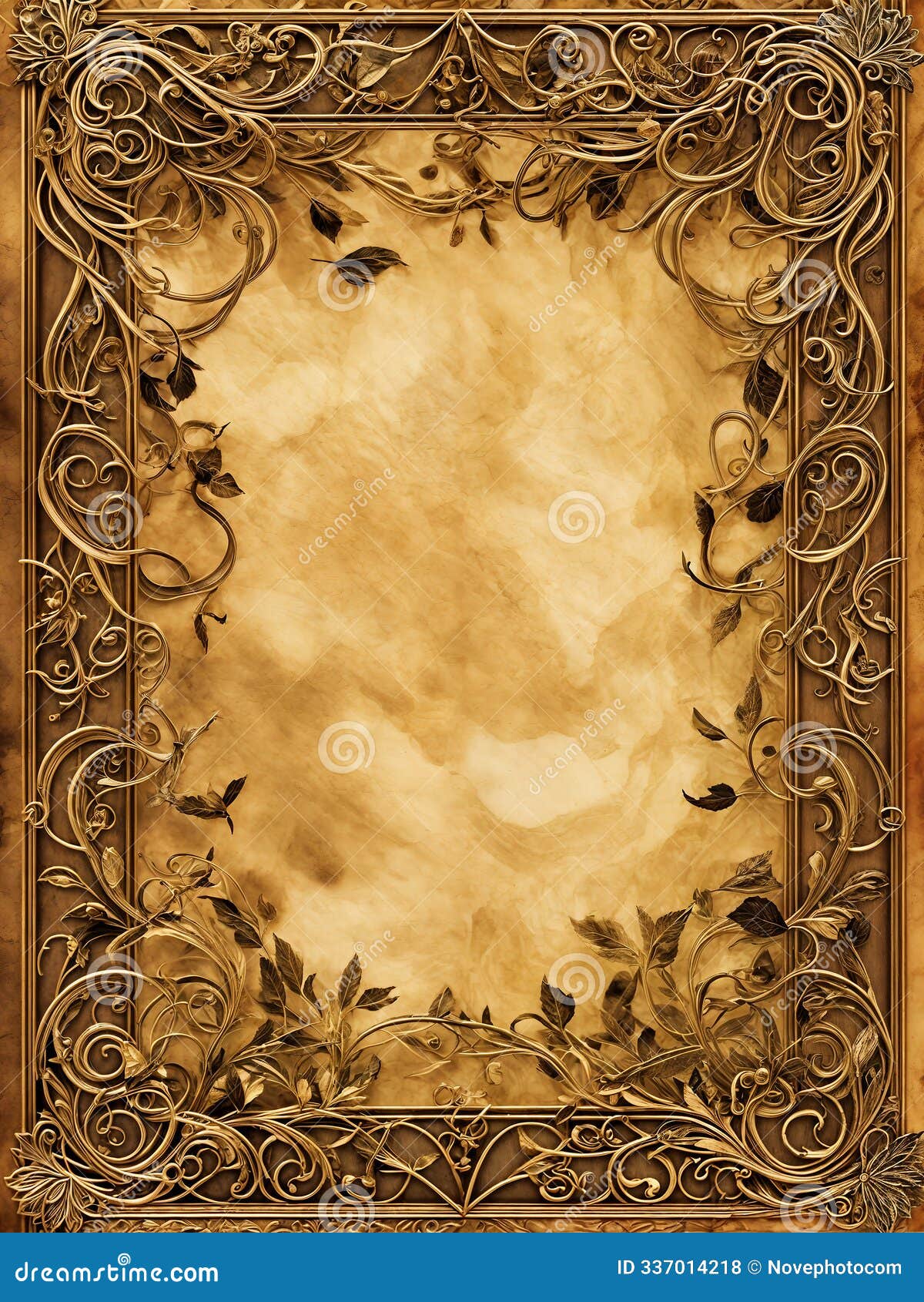 Ornate Pattern on a Sheet of Old Paper. Natural Patterned Frame with ...