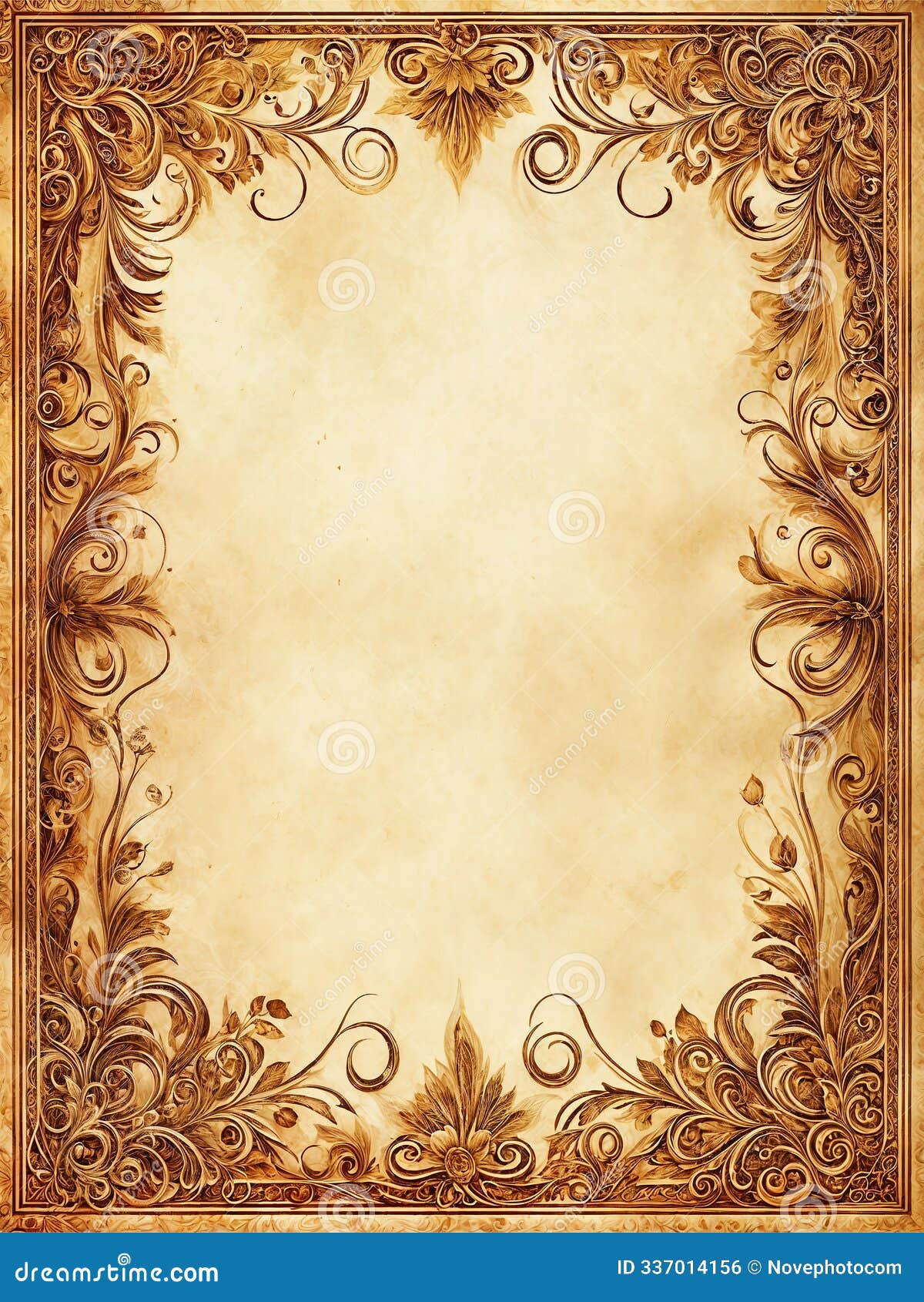 Ornate Pattern on a Sheet of Old Paper. Natural Patterned Frame with ...