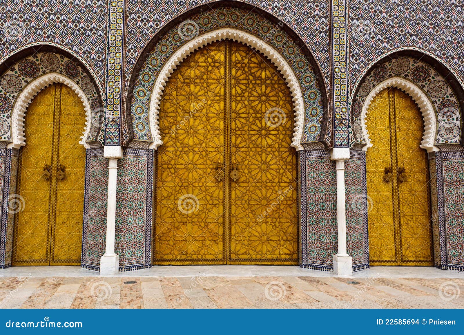 Ornate Doors To Royal Palace in Fez Stock Photo - Image of morocco ...