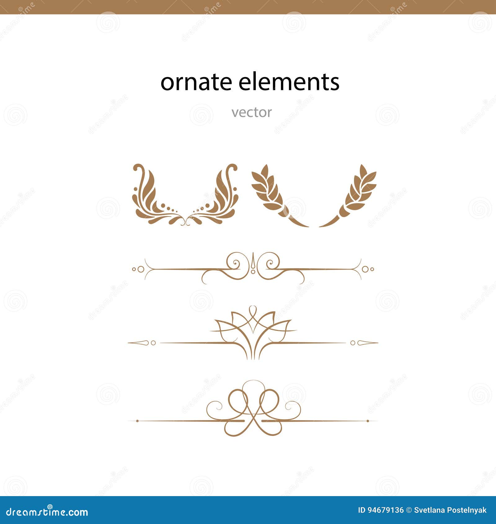 Ornate Elements Vector Line Stock Illustration - Illustration of ...