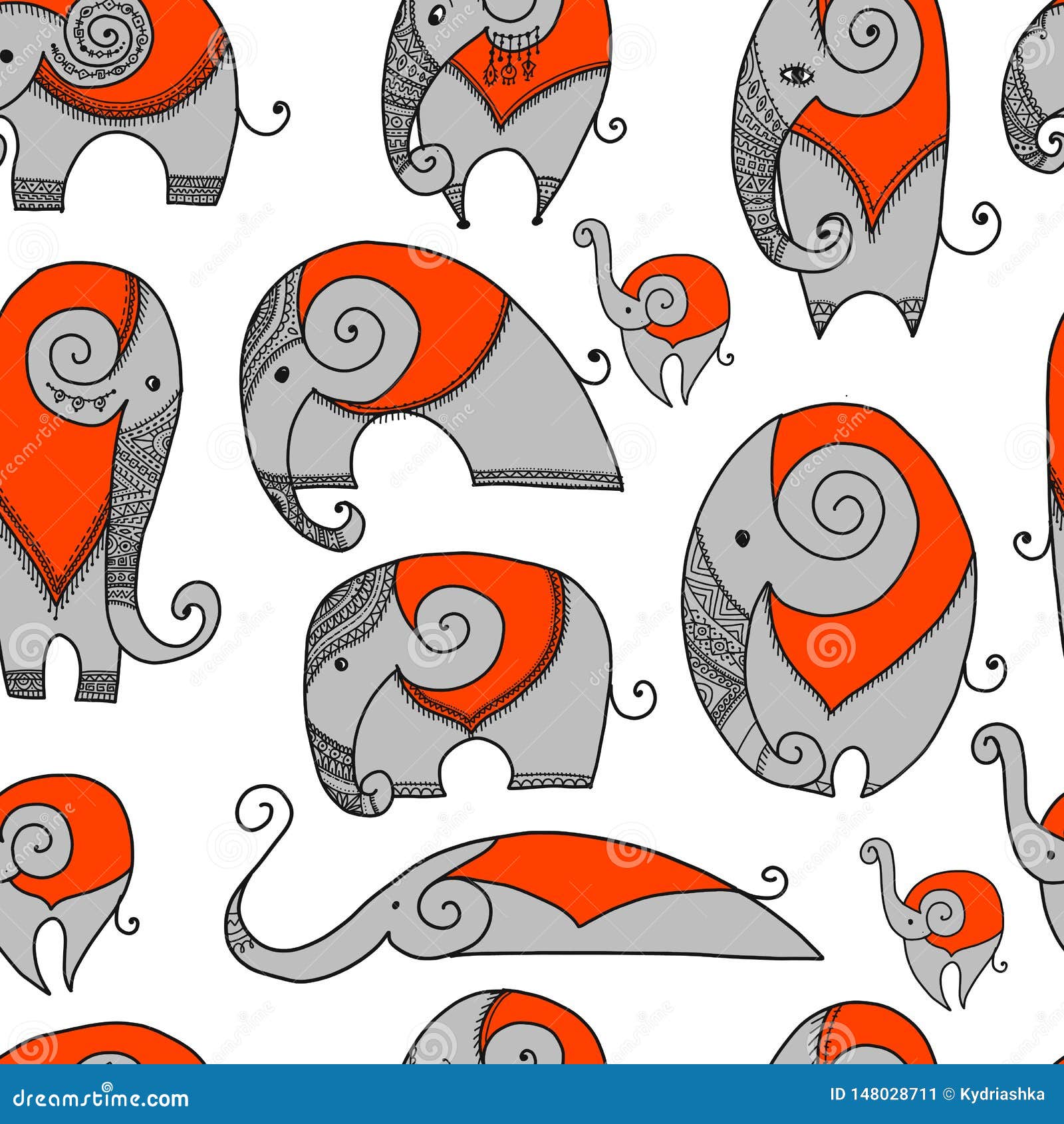 Ornate Elephant, Seamless Pattern for Your Design Stock Vector ...