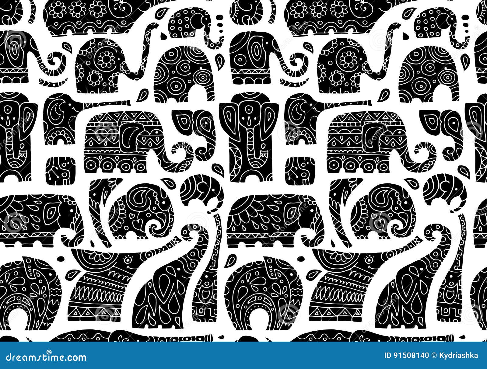 Ornate Elephants, Seamless Pattern for Your Design Stock Vector ...