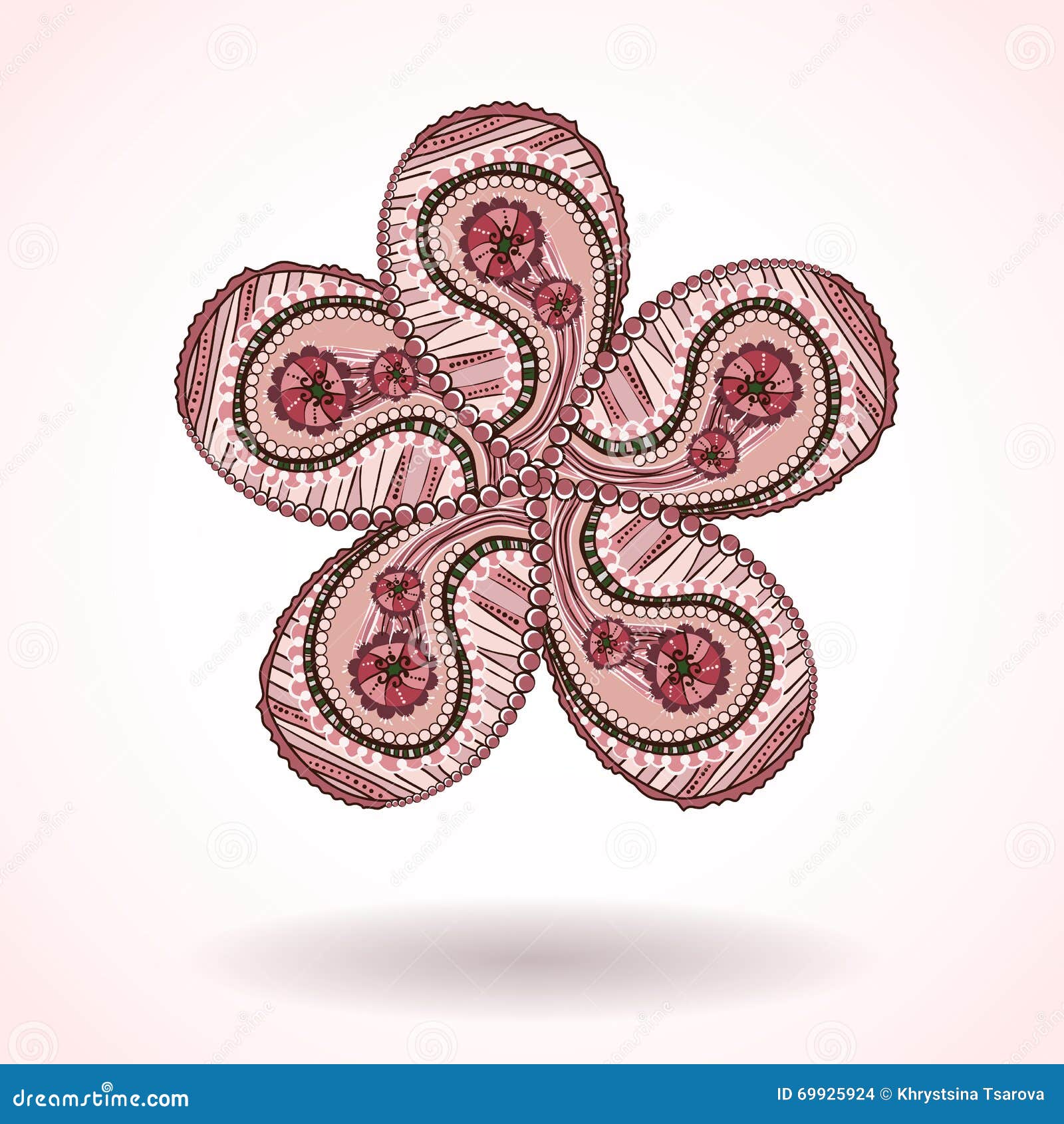 Ornate ethnic flower stock illustration. Illustration of brown - 69925924