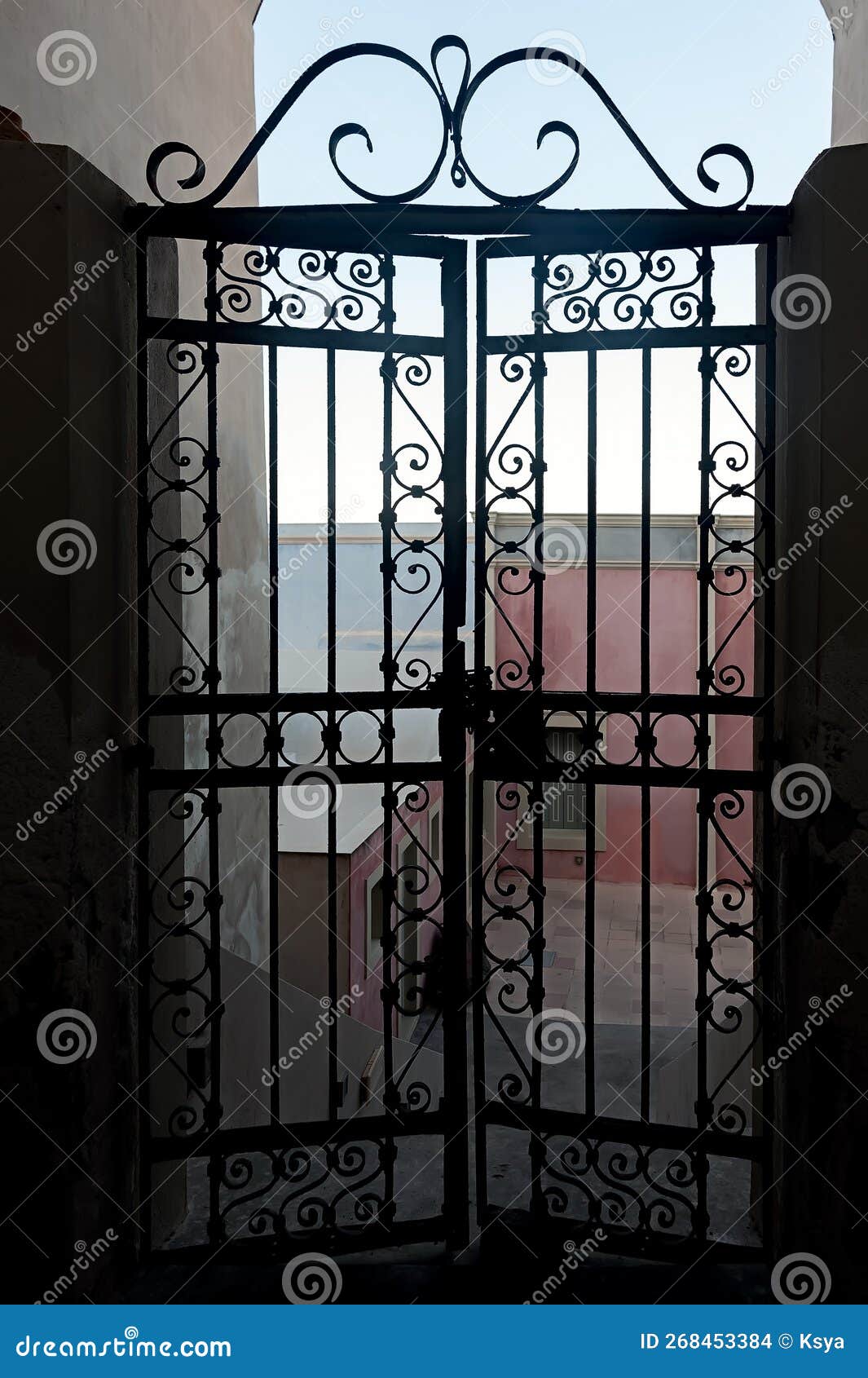 Ornate Fence in Fira, Santorini, Greece Stock Photo - Image of ...