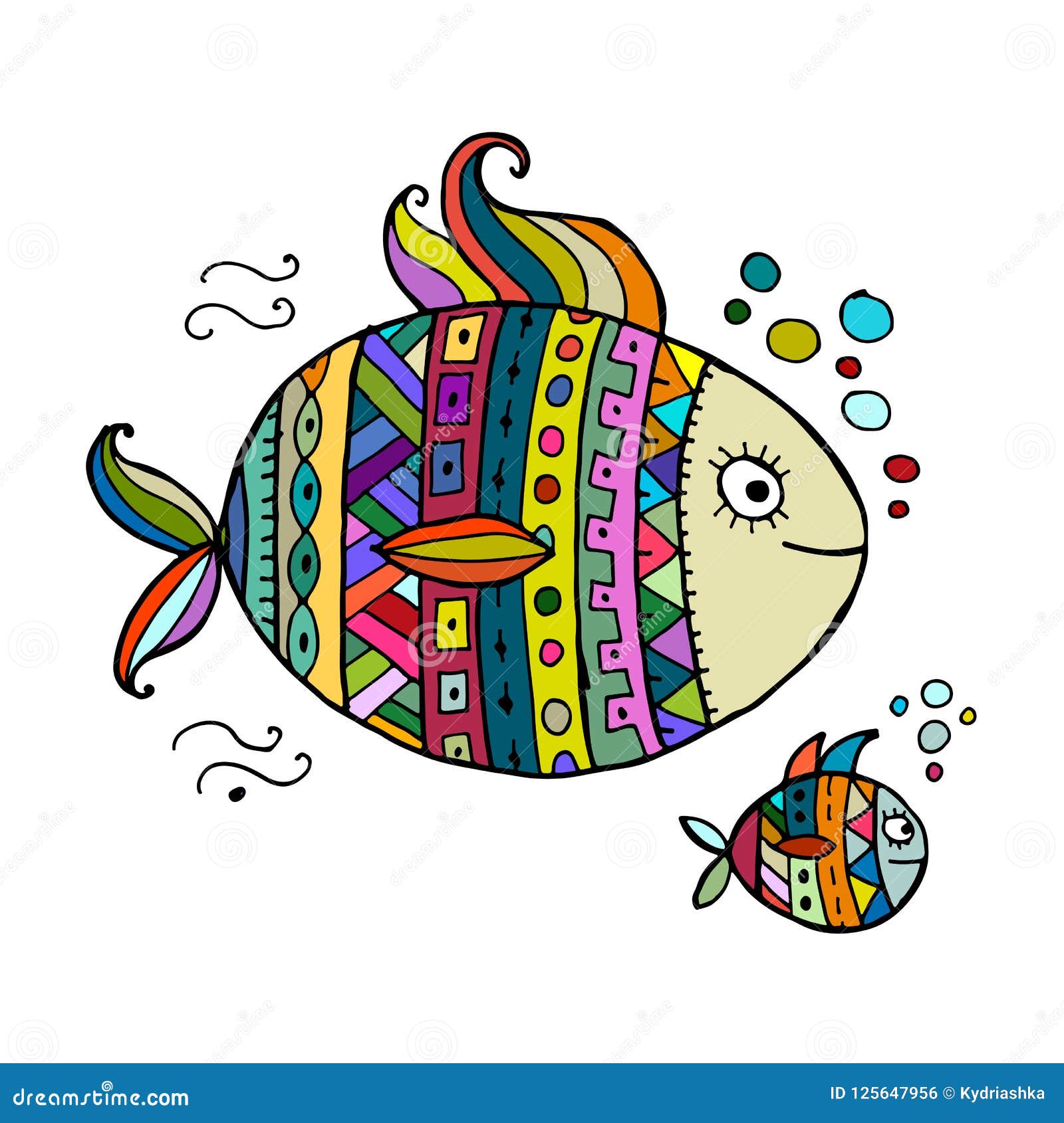 Ornate Fish, Zentangle Style For Your Design Cartoon Vector ...