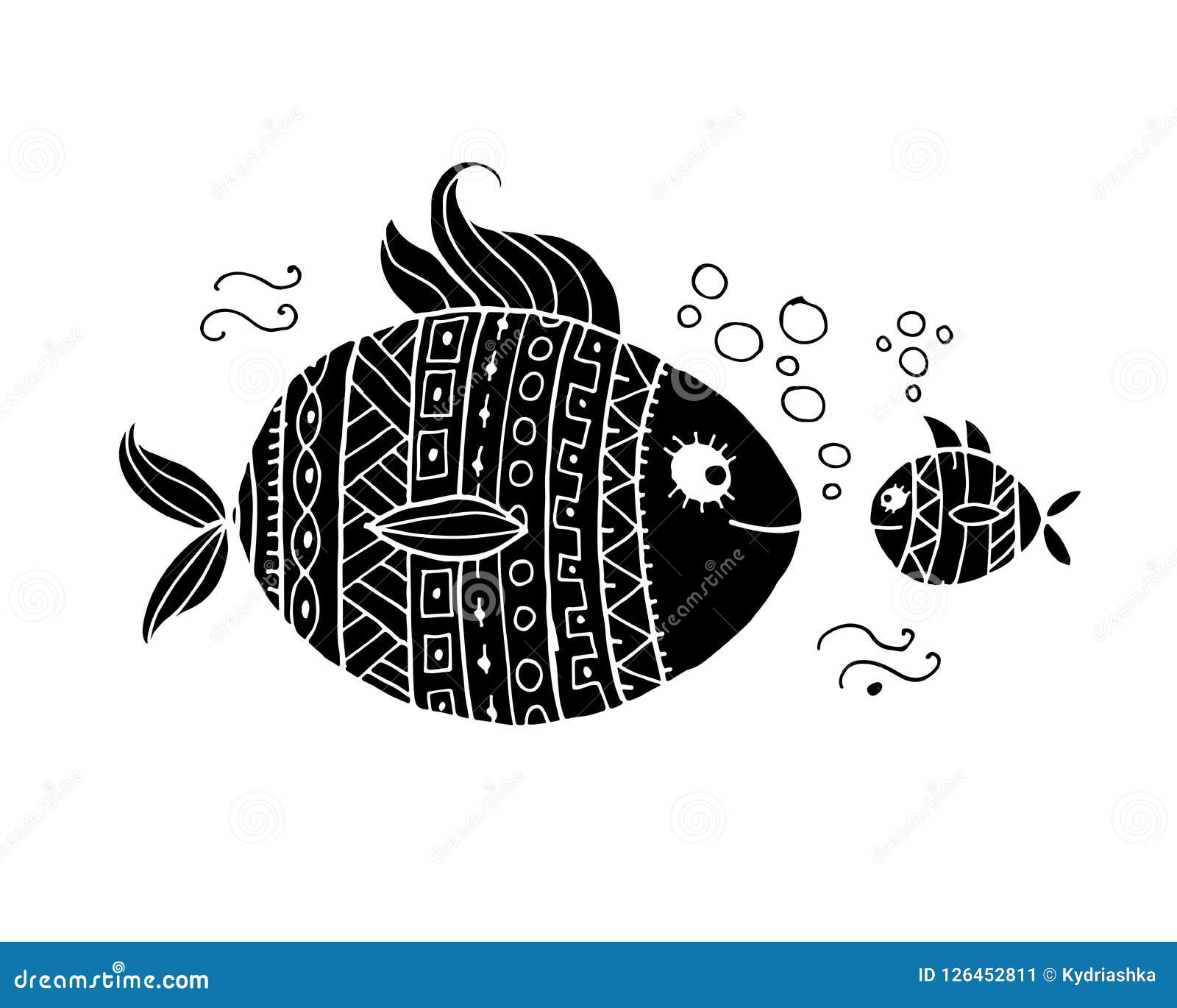 Ornate Fish, Zentangle Style For Your Design Cartoon Vector ...