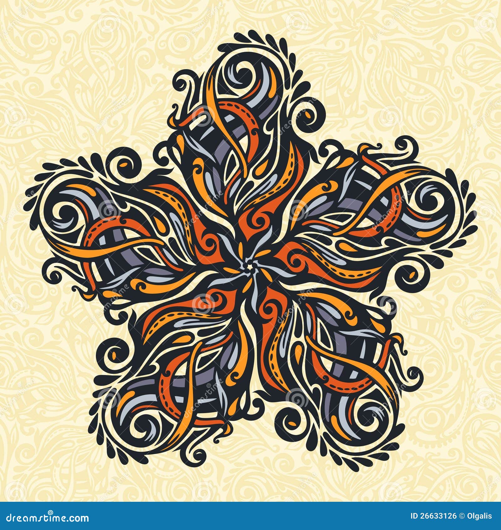 Ornate Floral Design Element Stock Illustration - Illustration of drawn ...