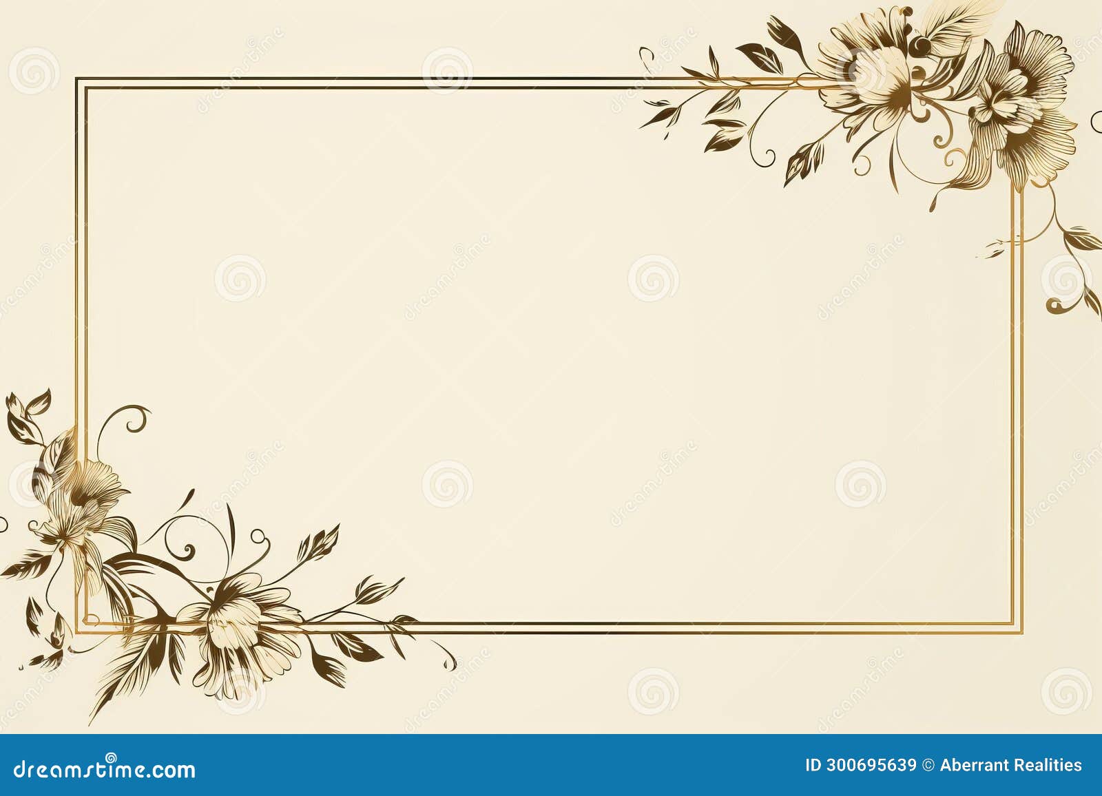 An Ornate Floral Frame on a Beige Background Stock Illustration ...