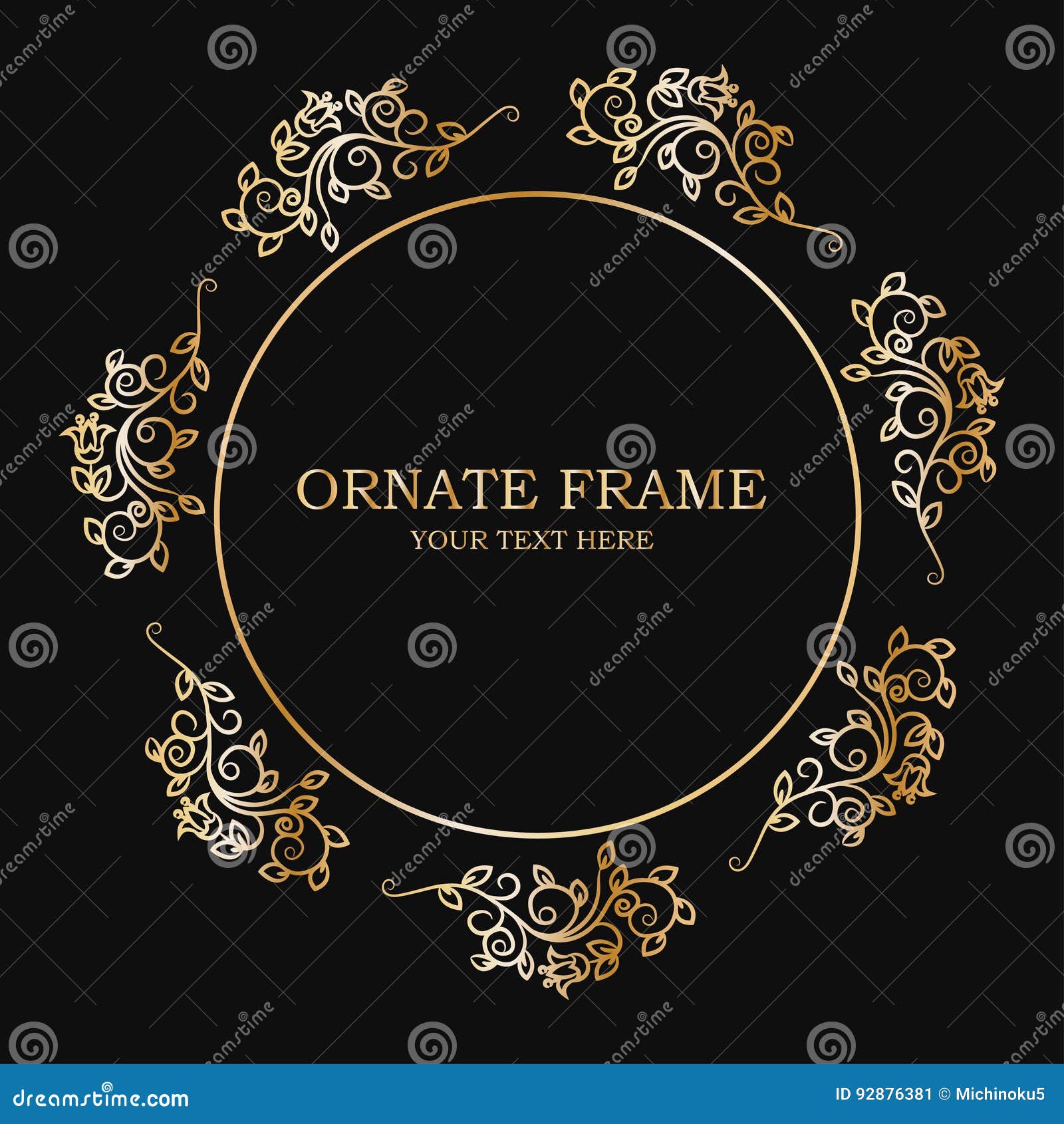 Ornate Floral Golden Frame. Vector Isolated Illustration. Stock Vector ...