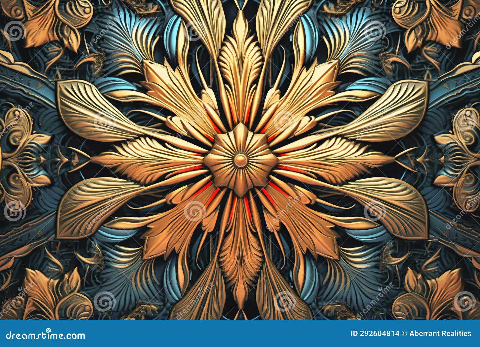 An Ornate Floral Pattern on a Black Background Stock Illustration ...