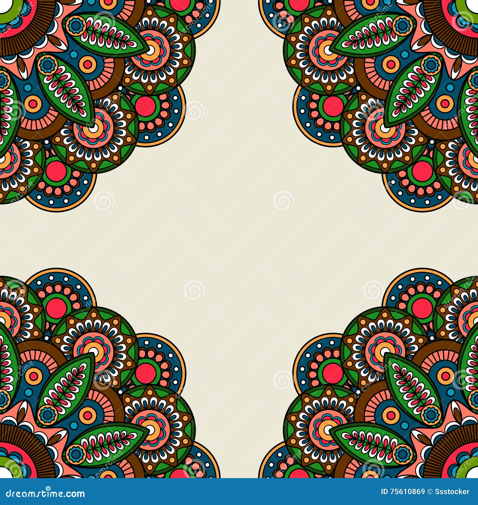 Ornate Floral Round Motifs Frame Stock Vector - Illustration of motif ...