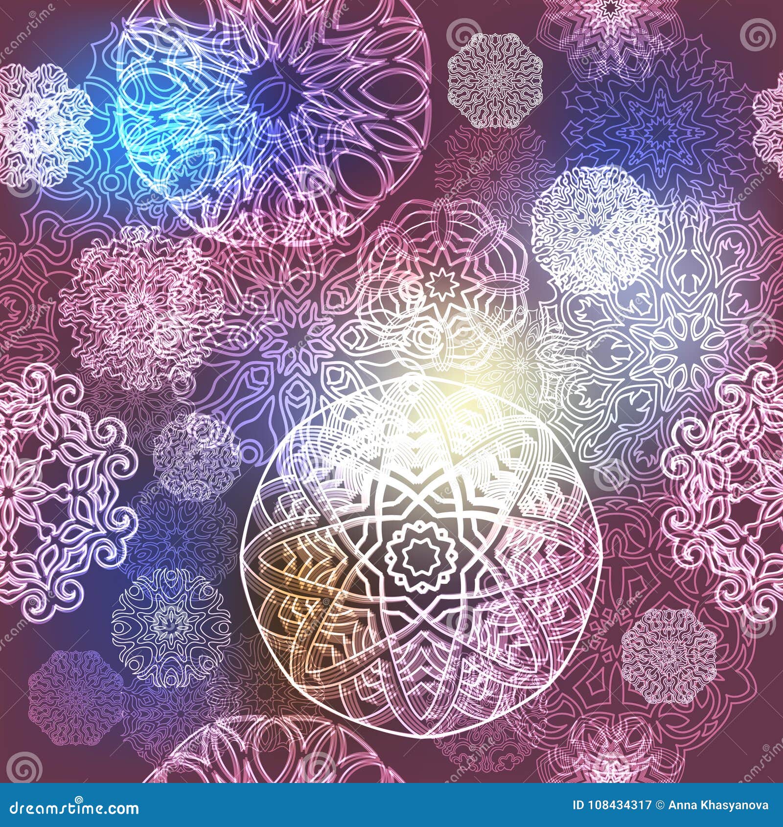 Ornate Floral Seamless Texture, Endless Pattern with Glowing Bright ...