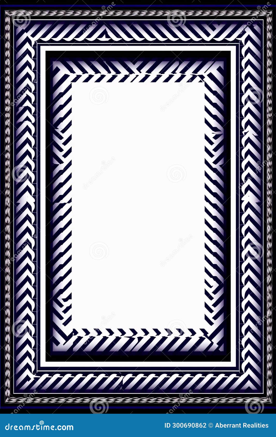 An Ornate Frame with a Chevron Pattern on a White Background Stock ...