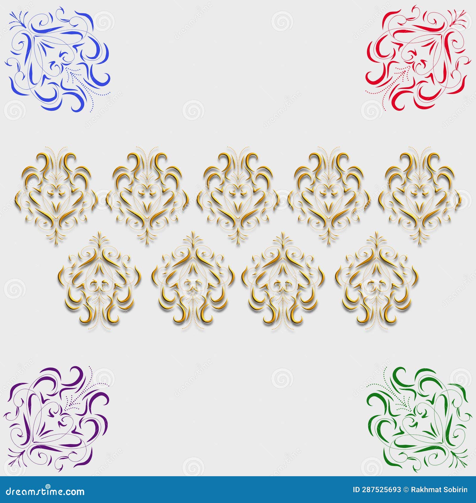Ornate Frame, Corner and Can for Border in Shape Vector Illustration ...