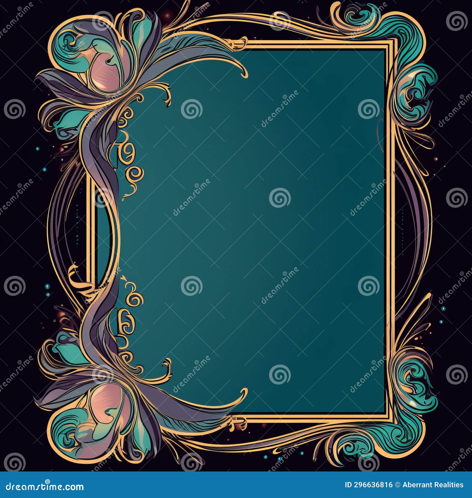 An Ornate Ornate Frame on a Dark Blue Background Stock Illustration ...