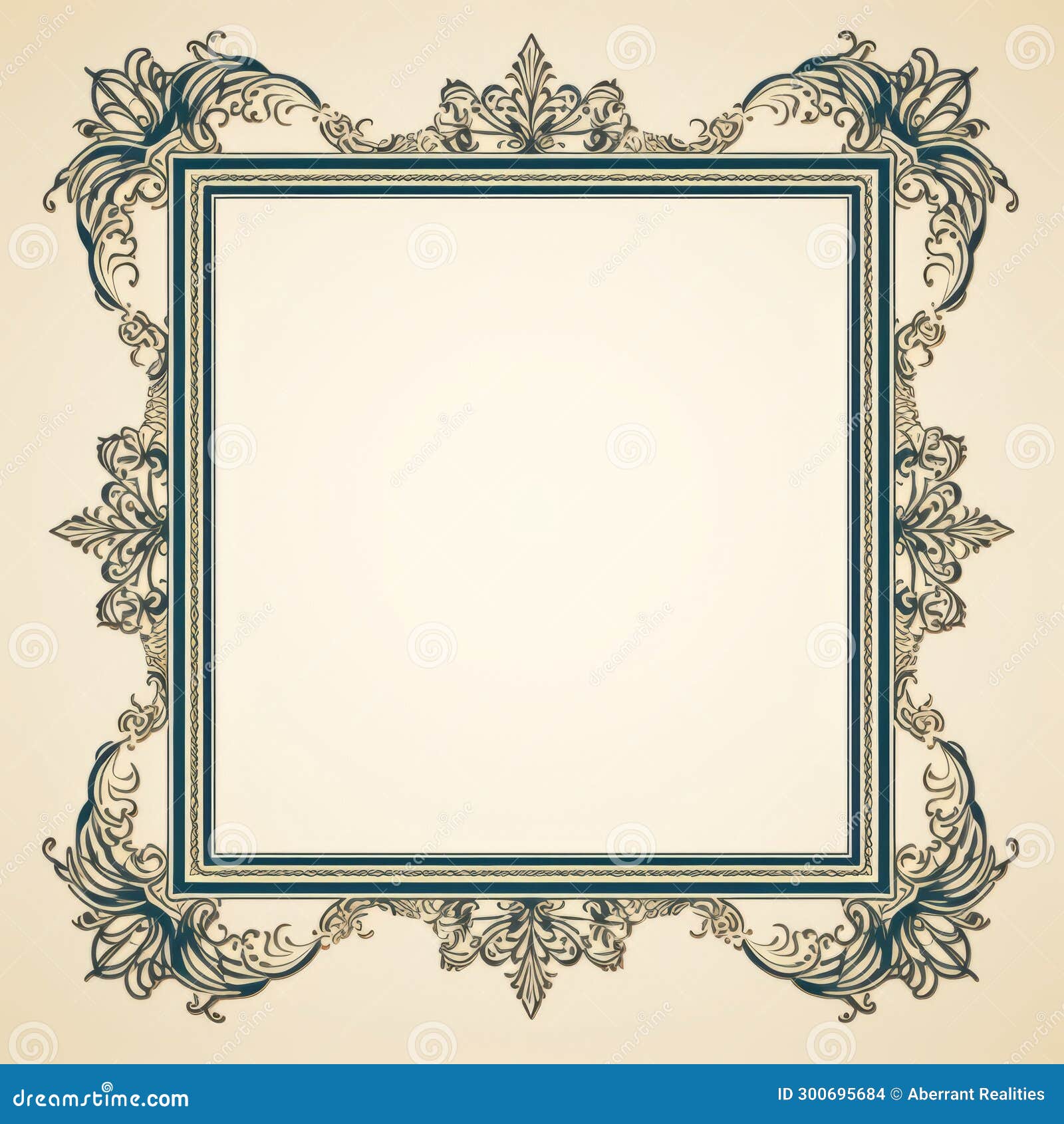 An Ornate Frame with an Ornate Design on a Beige Background Stock ...