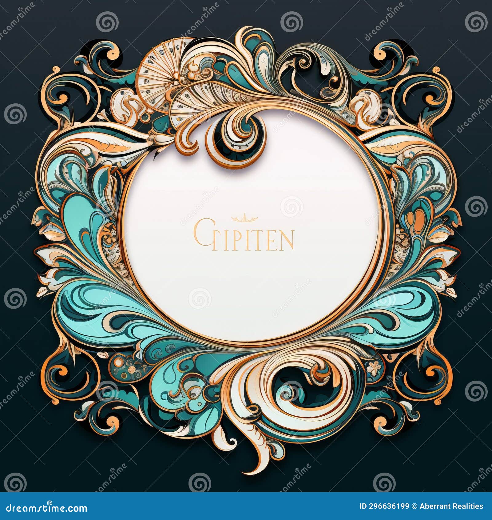 An Ornate Frame with an Ornate Design on a Black Background Stock ...
