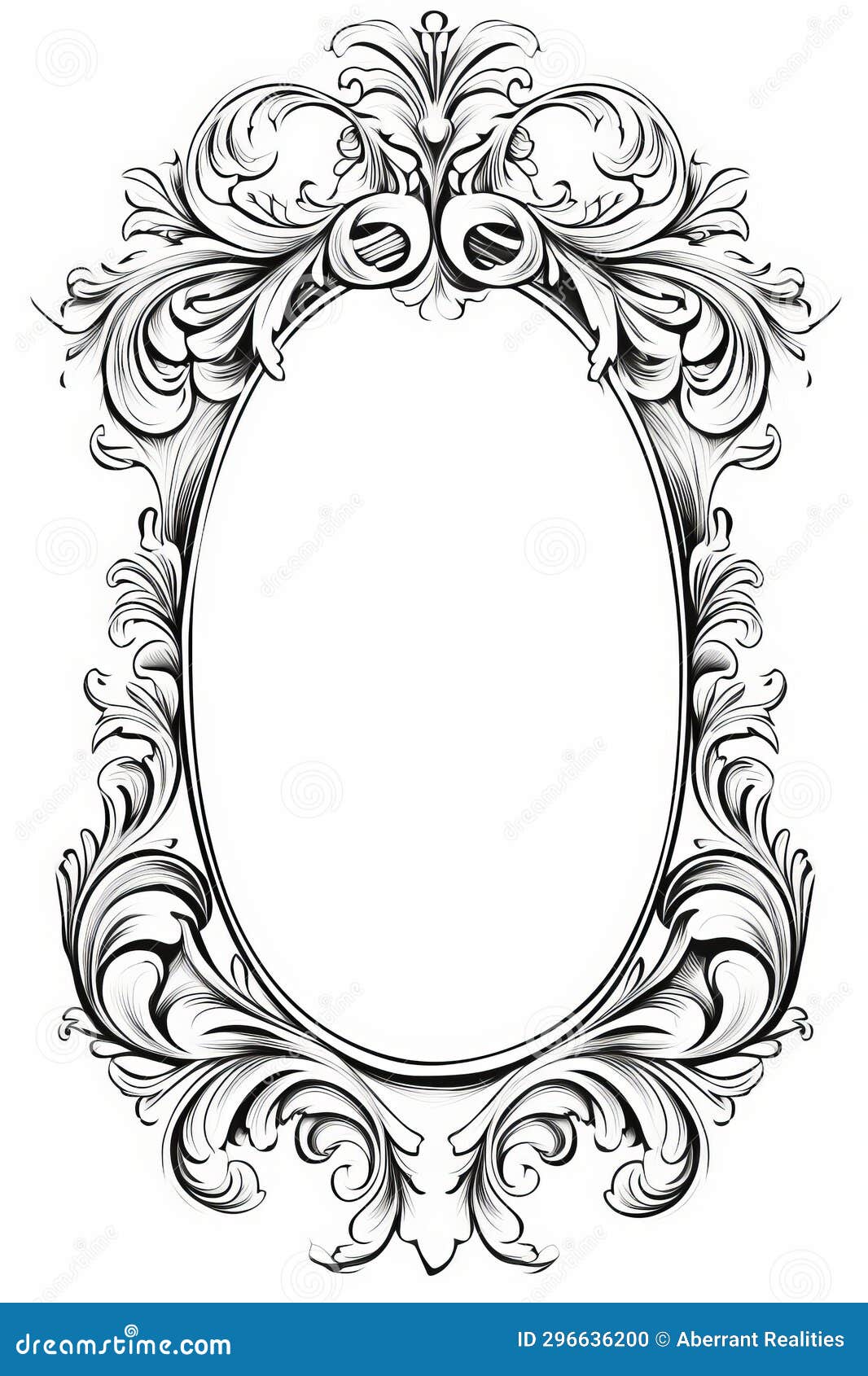 An Ornate Frame with an Ornate Design on a White Background Stock ...