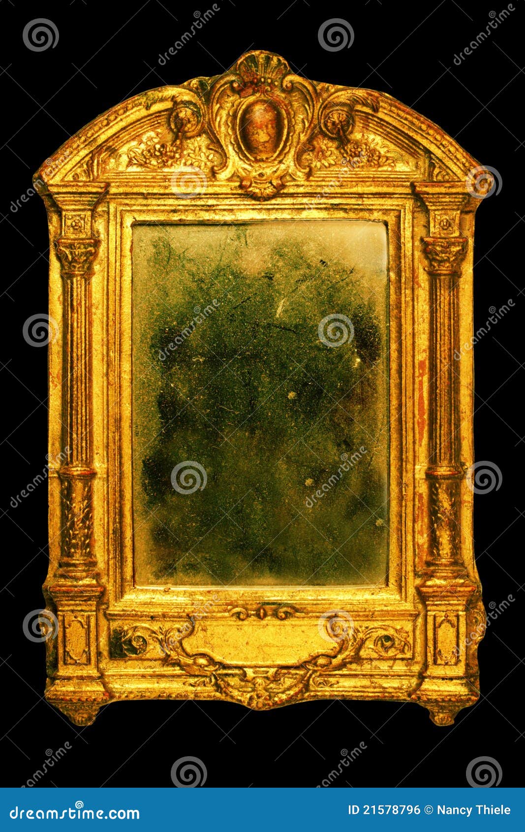 Ornate Frame with Dusty Mirror Stock Photo - Image of glass, decoration ...
