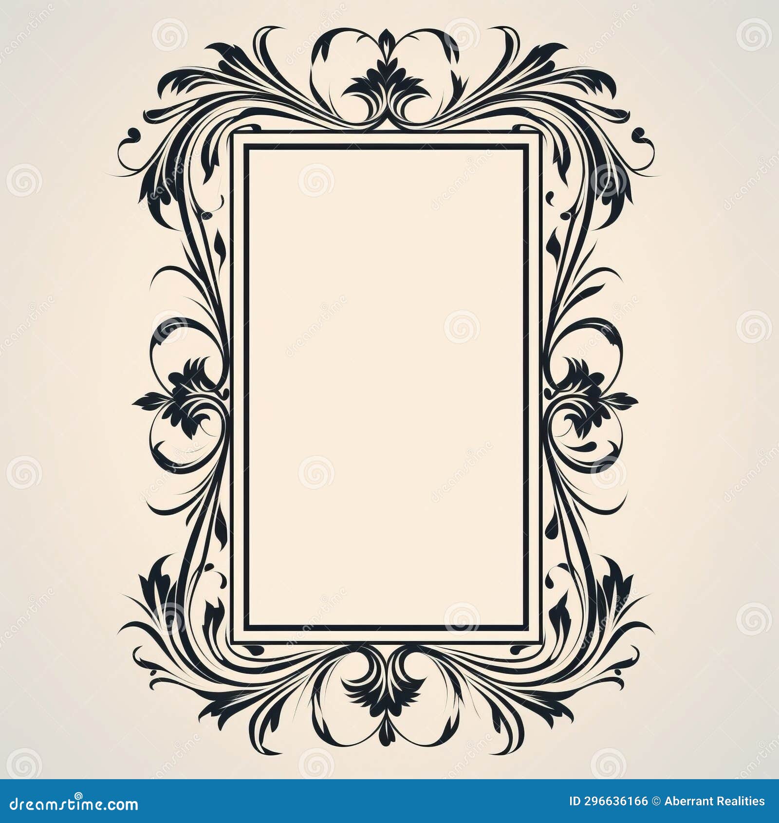 An Ornate Frame with a Floral Design on a White Background Stock ...