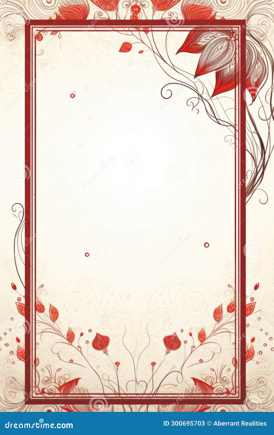 An Ornate Frame with Flowers and Leaves on a Beige Background Stock ...