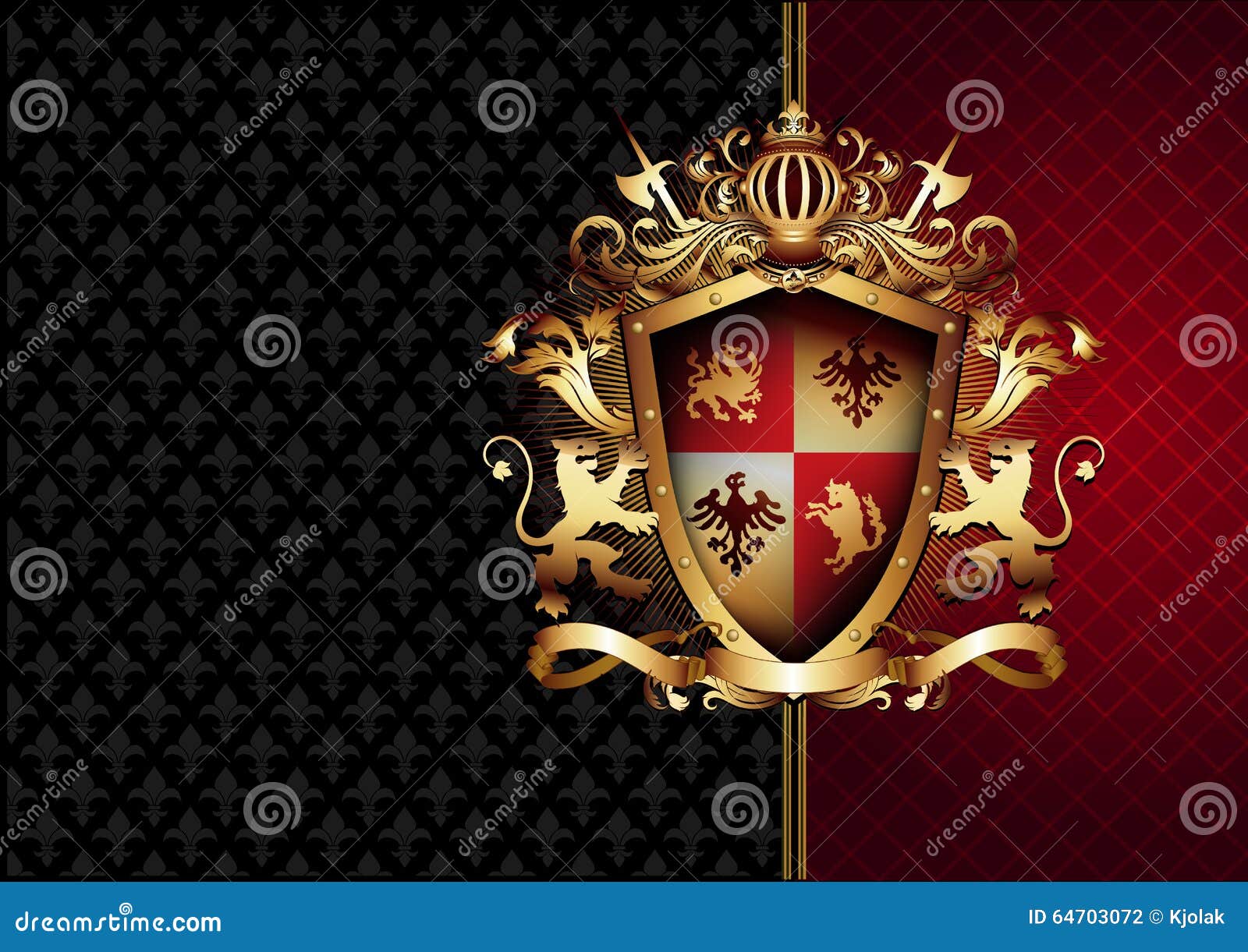 Ornate frame with shield stock vector. Illustration of shield - 64703072